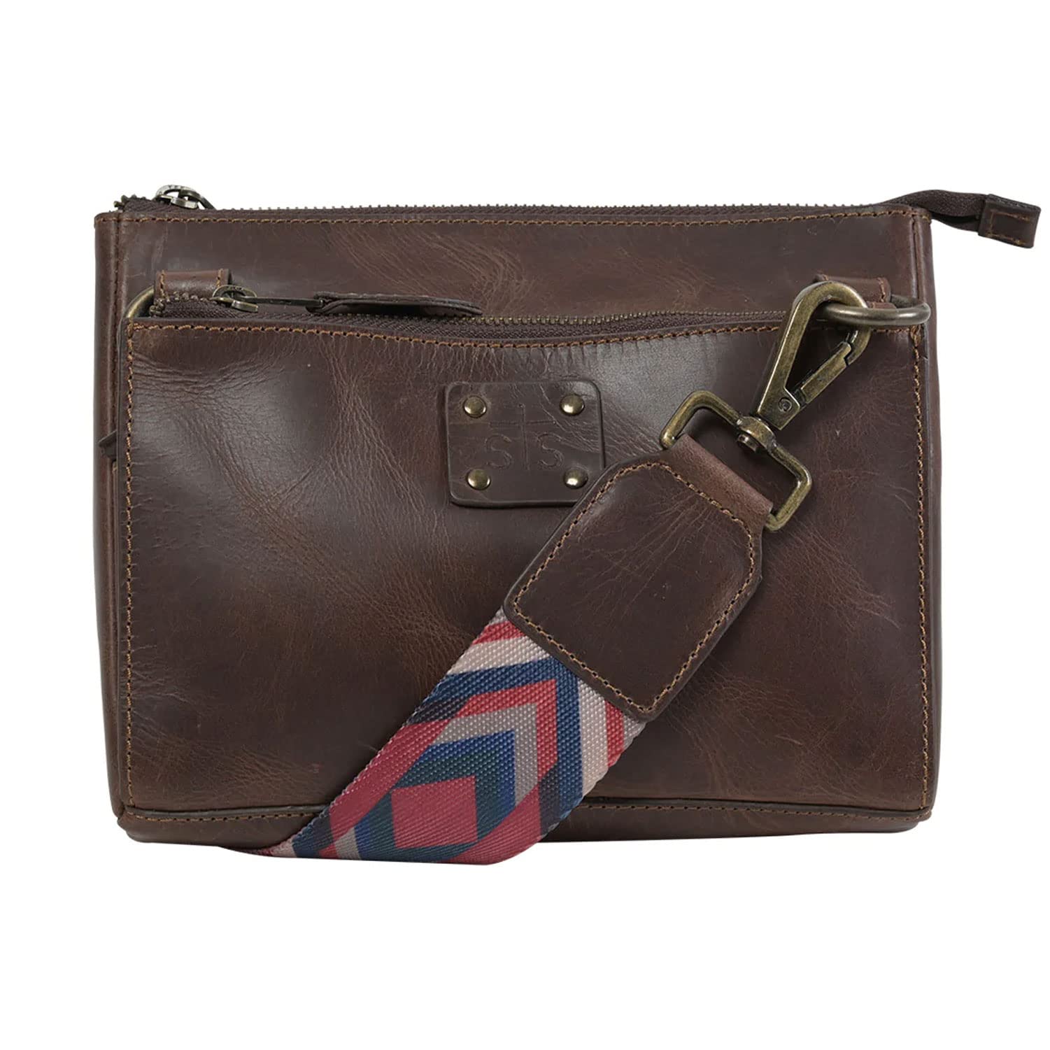 Sts Ranch Wear Basic Bliss Chocolate Lily Crossbody Durable Brown Bag with Removable Nylon & Leather Strap