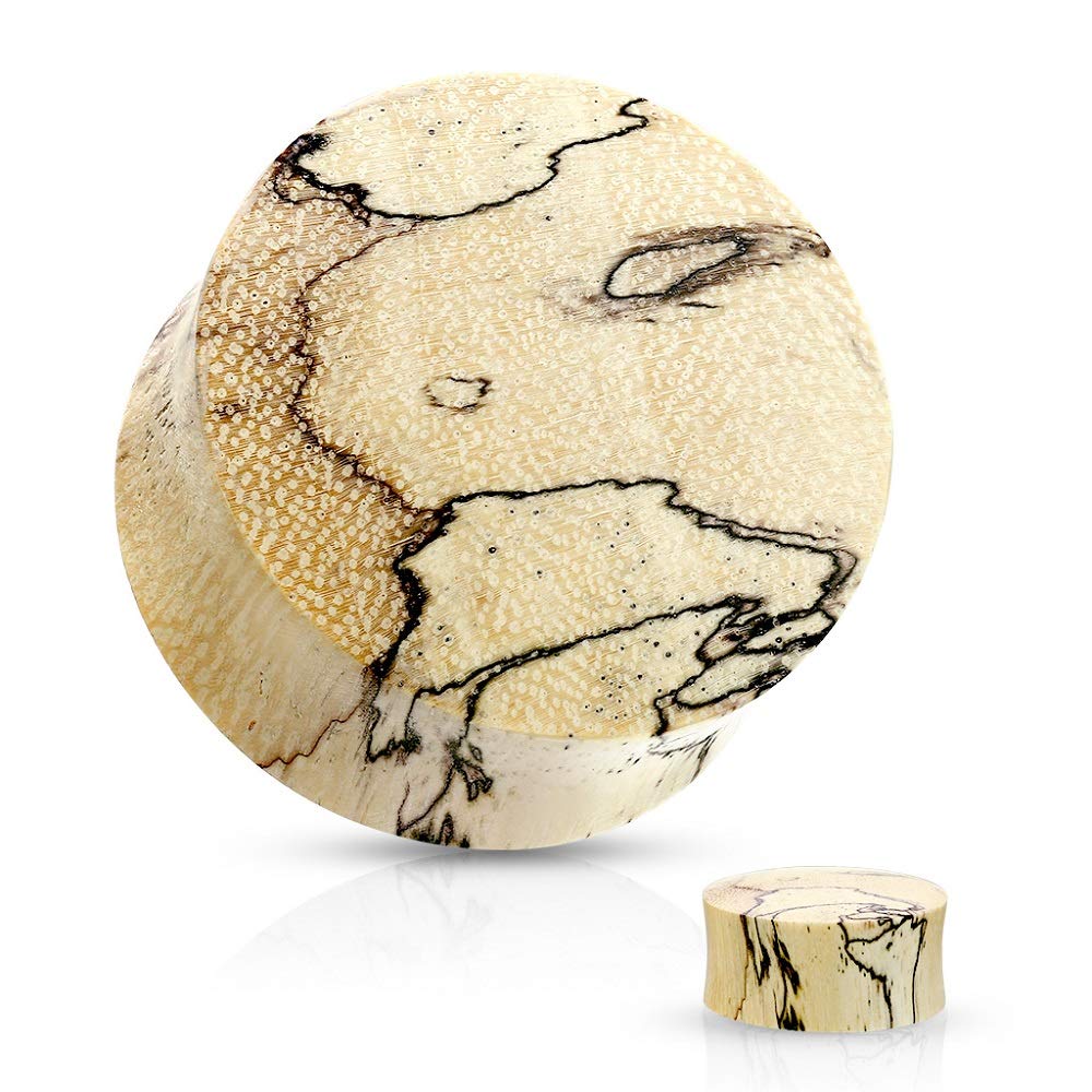 Pierced Owl Organic Spalted Tamarind Wood Double Flared Saddle Plug Gauges, Sold as a Pair (10mm (00GA))