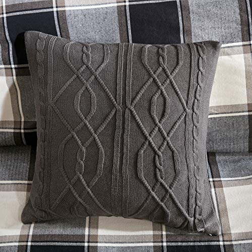 Madison Park SIGNATURE Cozy Comforter Set - All Season Bedding Combo Filled Insert and Removable Duvet Cover, Shams, Decorative Pillows, Plaid Brown/Black Queen (92 in x 96 in) 9 Piece