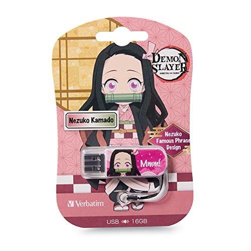 Verbatim Officially Licensed Limited Edition 16GB Demon Slayer: Kimetsu no Yaiba Thumb Drive - Nezuko Kamado - Anime Design USB 2.0 Flash Drive