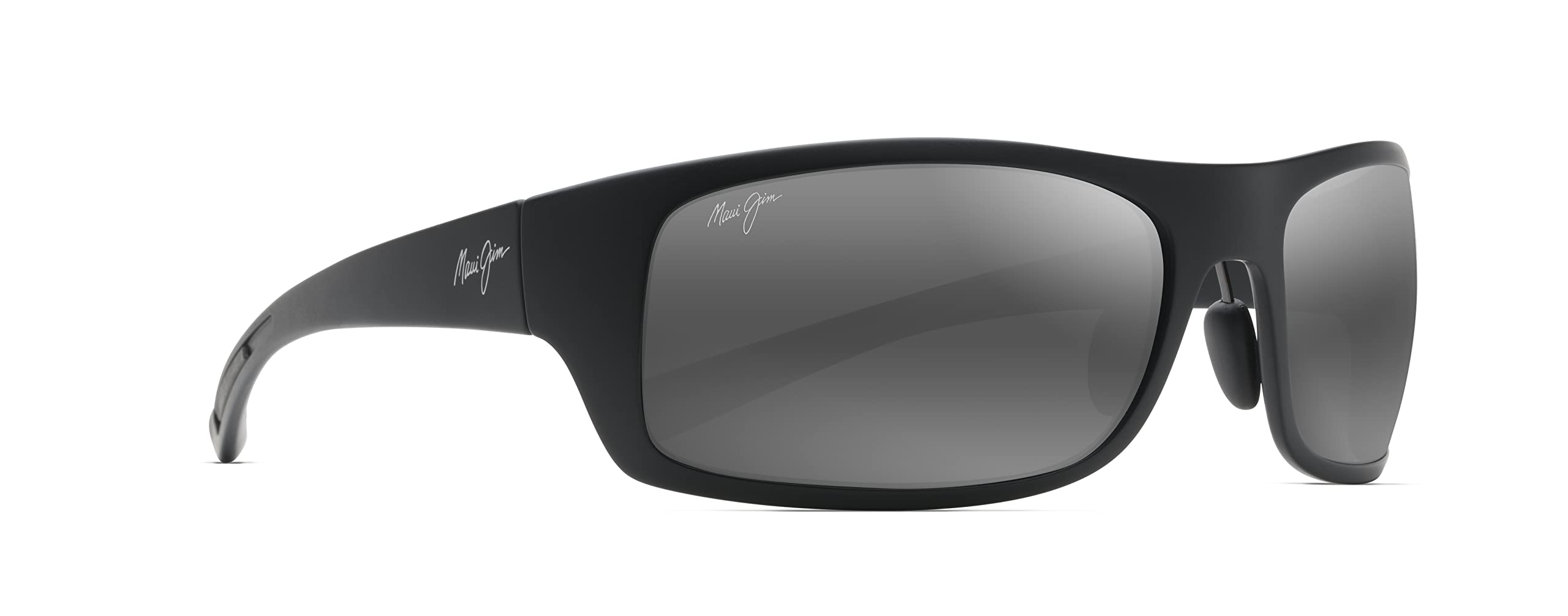 Maui Jim Men's and Women's Big Wave Polarized Wrap Sunglasses, Translucent Matte Grey/Blue Hawaii, Extra large