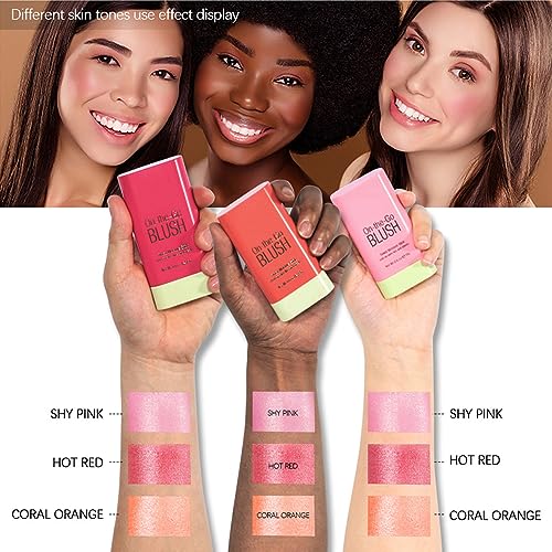 Multi-Use Cream Blush Stick, Blush Cheek Stick Tinted Moisture Stick Solid Moisturizer Stick, Waterproof Blusher and Shadow Lips for Cheek Makeup (shy pink, 1pcs)