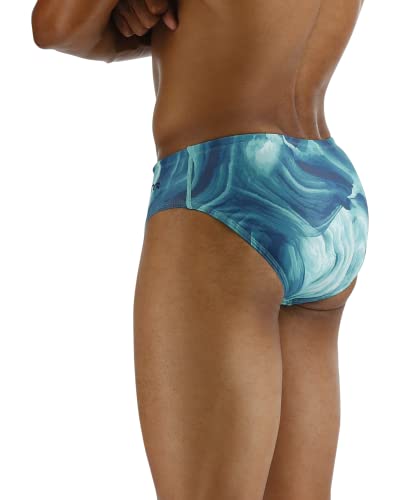 TYR Men's Standard Durafast Elite Racer Brief Swimsuit, Mezio Teal, 28