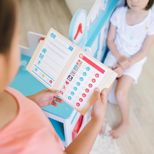 Melissa & Doug Wooden Get Well Doctor Activity Center - Waiting Room, Exam Room, Check-In Area - FSC Certified