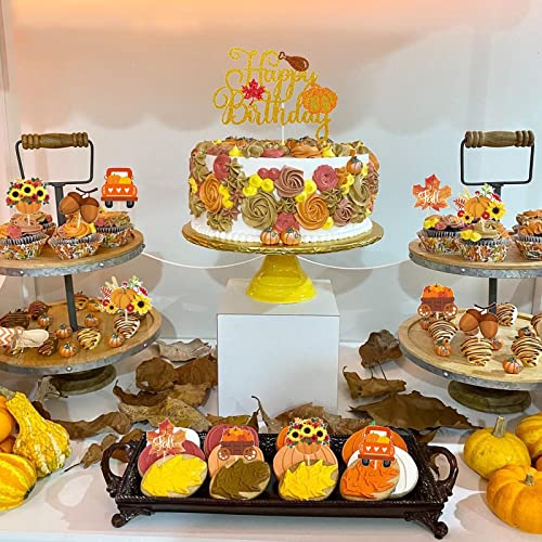 Pumpkin Party Decorations Kit Happy Birthday Pumpkin Banner Autumn Cake Topper Latex Balloon for Fall Birthday Baby Shower Thanksgiving