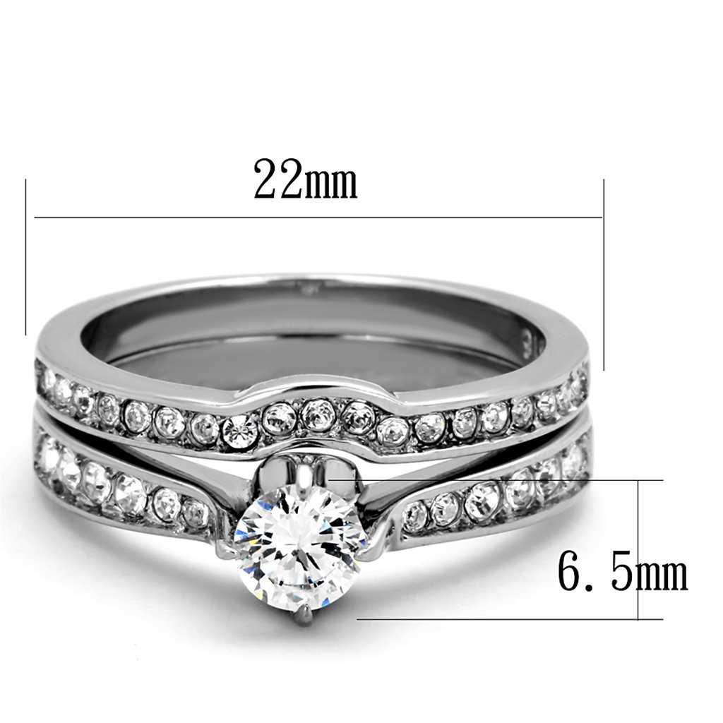 Marimor Jewelry .75 Carat Cubic Zirconia Stainless Steel 316 Wedding Ring Set Women's Size 10
