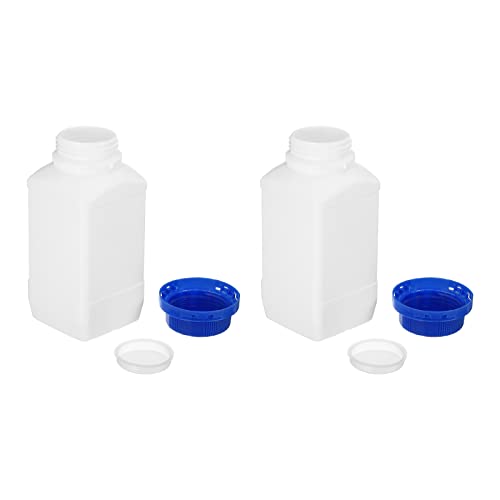 YOKIVE 2 Pcs Lab Reagent Bottle, Plastic Container with Wide Mouth | Chemical Sample Sealing, Great for Laboratory, Store, Factory (Milky White, 1000-ML)