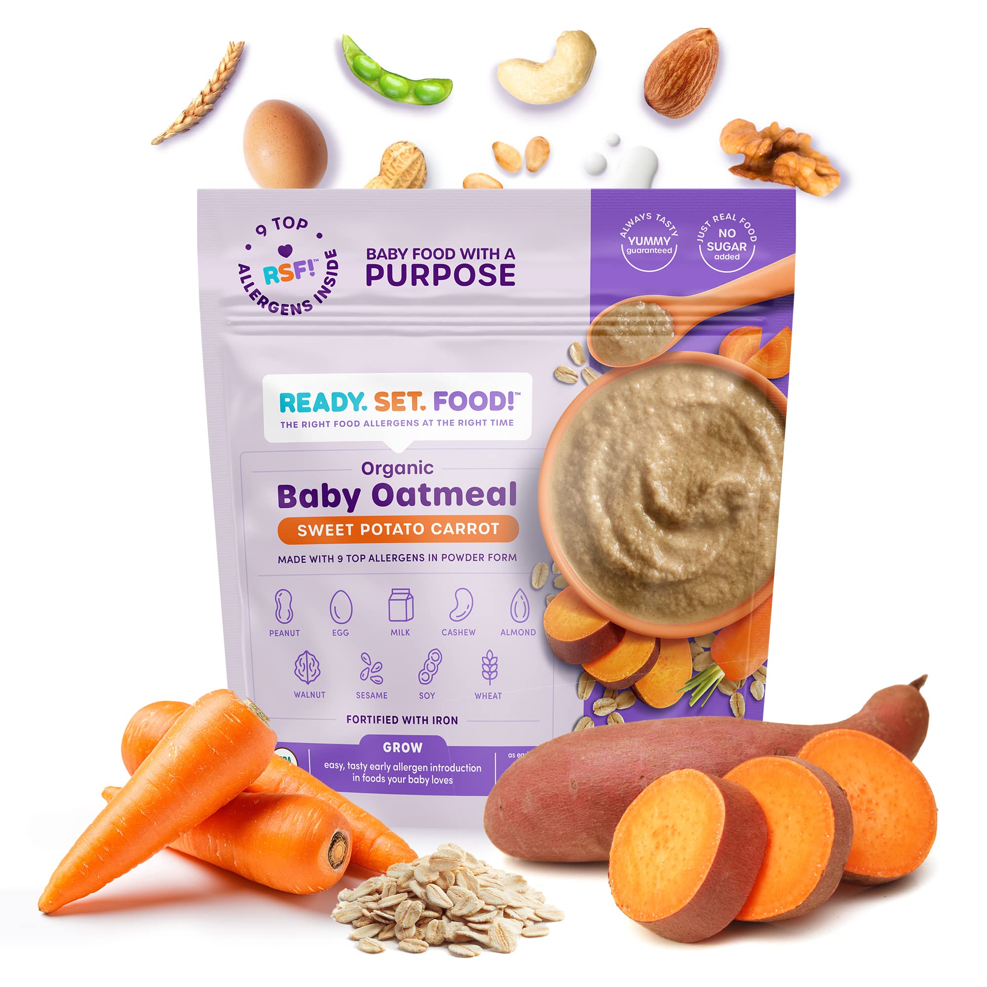 VERSAINSECT , Food! Organic Baby Oatmeal Cereal | Sweet Potato Carrot | Organic