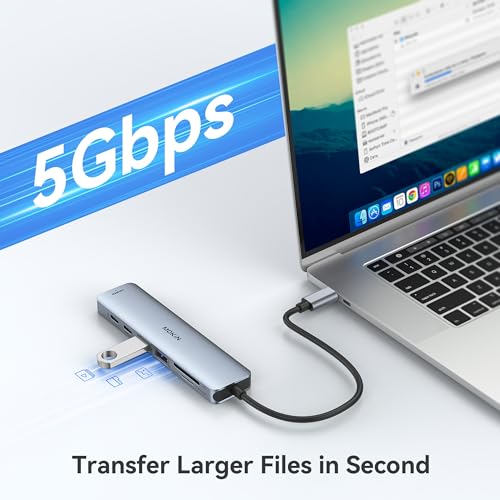 USB C Hub HDMI Adapter for MacBook Pro/Air, MOKiN 7 in 1 USB C Dongle with HDMI, SD/TF Card Reader, USB C Data Port,100W PD, and 2 USB 3.0 Compatible for MacBook Pro/Air, Dell XPS, Lenovo Thinkpad.