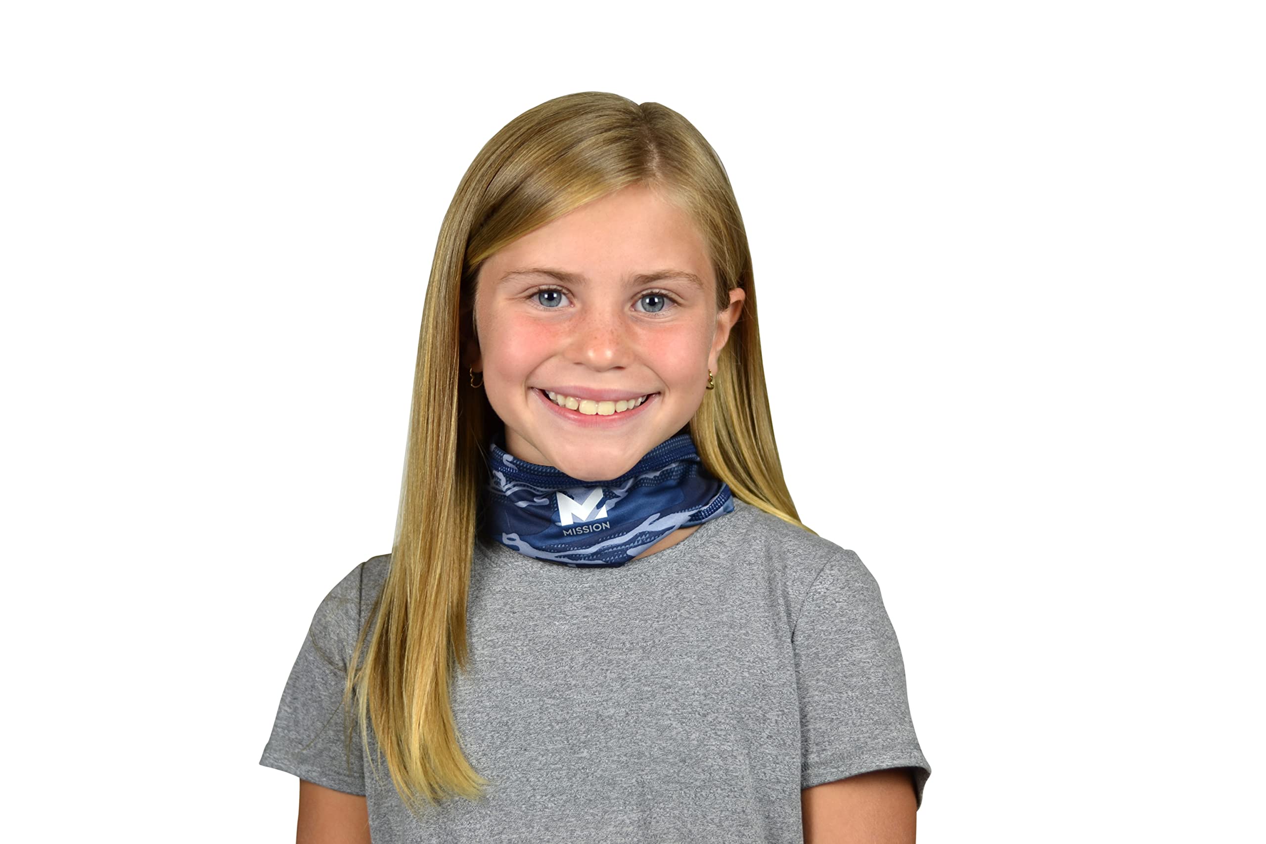 MISSION Cooling Youth Neck Gaiter 6+ Ways to Wear, Face Mask, UPF 50, Cools When Wet- Matrix Camo Bering Sea