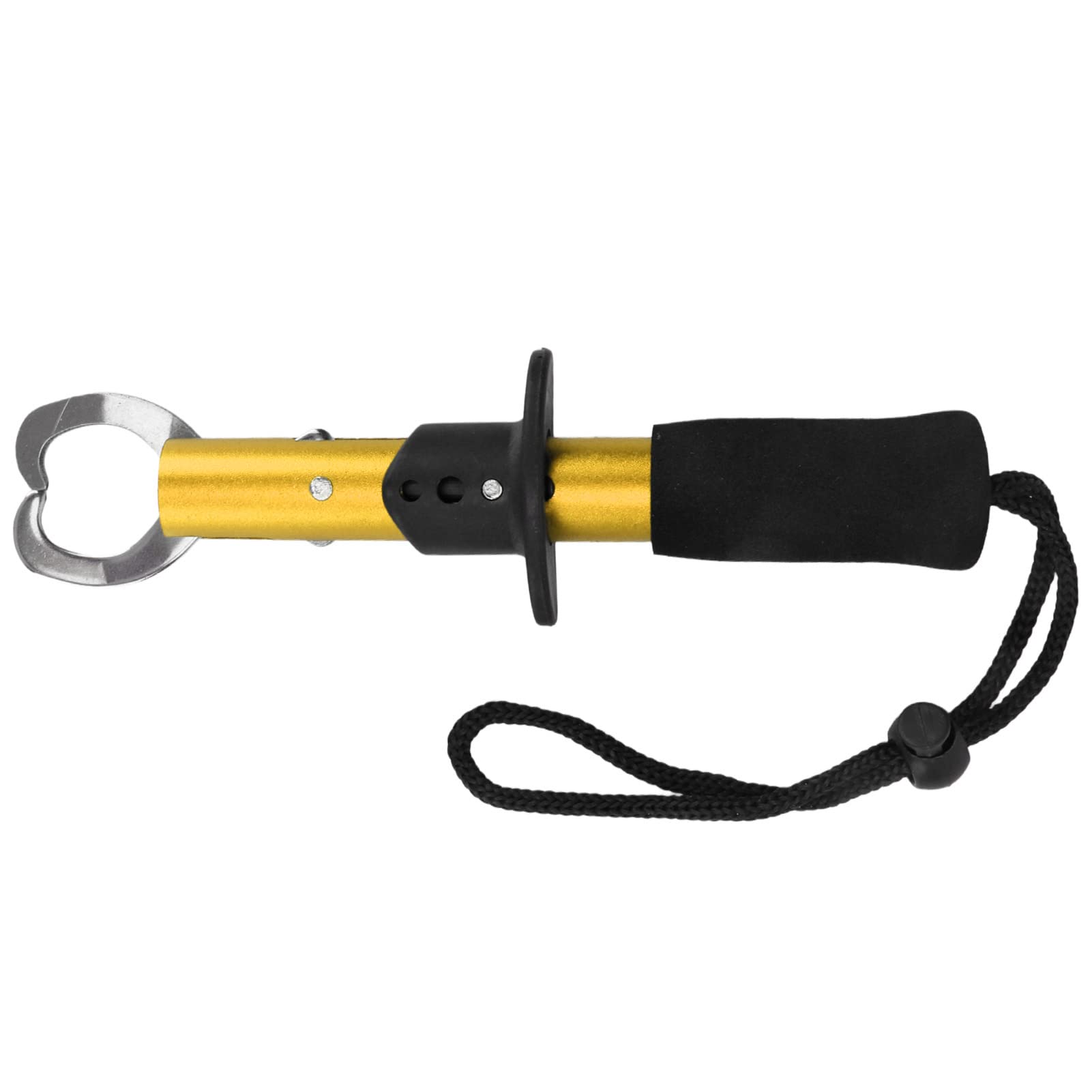 Stainless Steel Fishing Gripper Two Sided Trigger Tool,Fish Lip Grabber with Wrist Strap Fishing Gear Accessories (Gold)