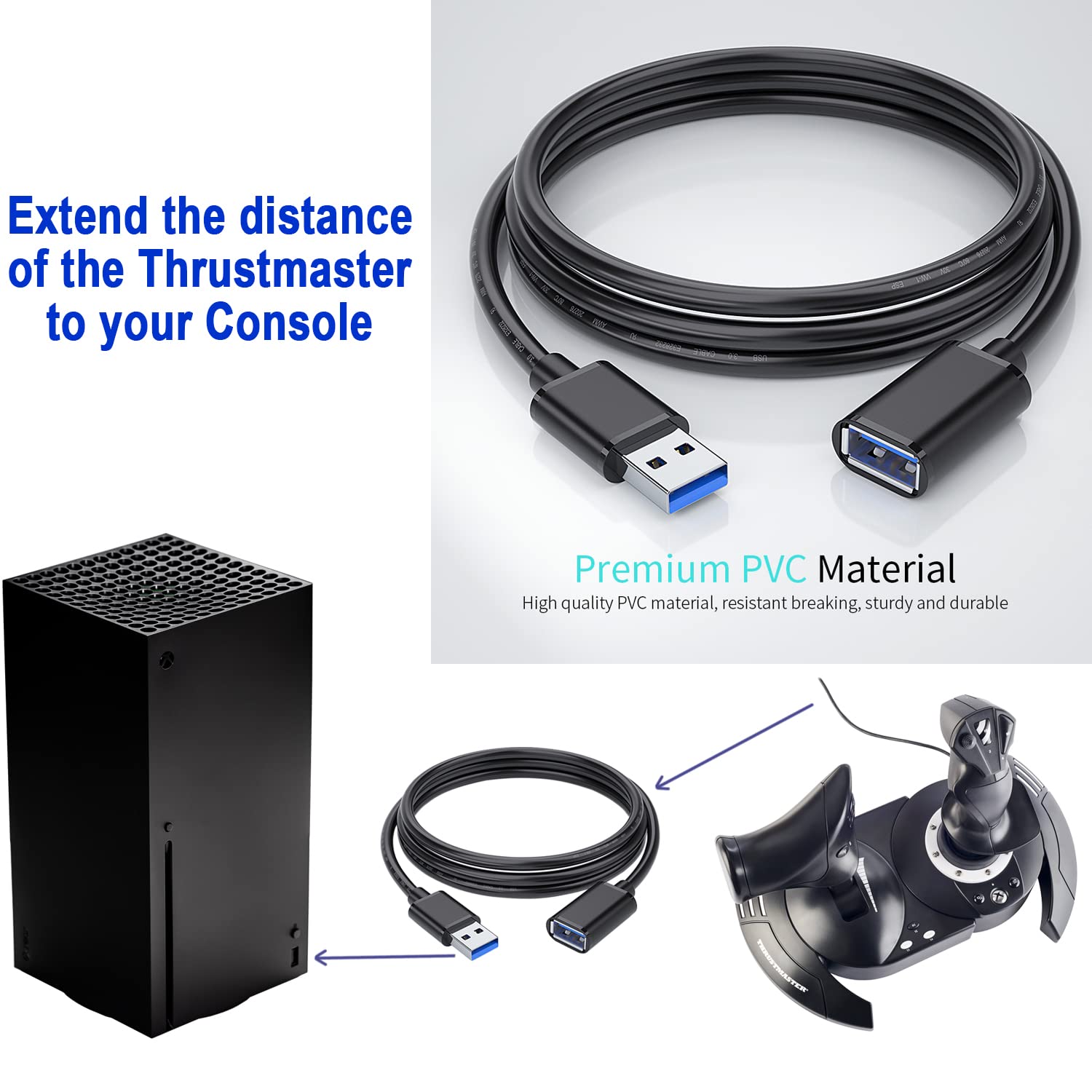 THRUSTMASTER T-Flight Hotas One Flight Simulator Controls for XBOX, Bundle with Microsoft Flight Simulator, PowerA Chat Headset, USB Extension cable & PremGear Cloth