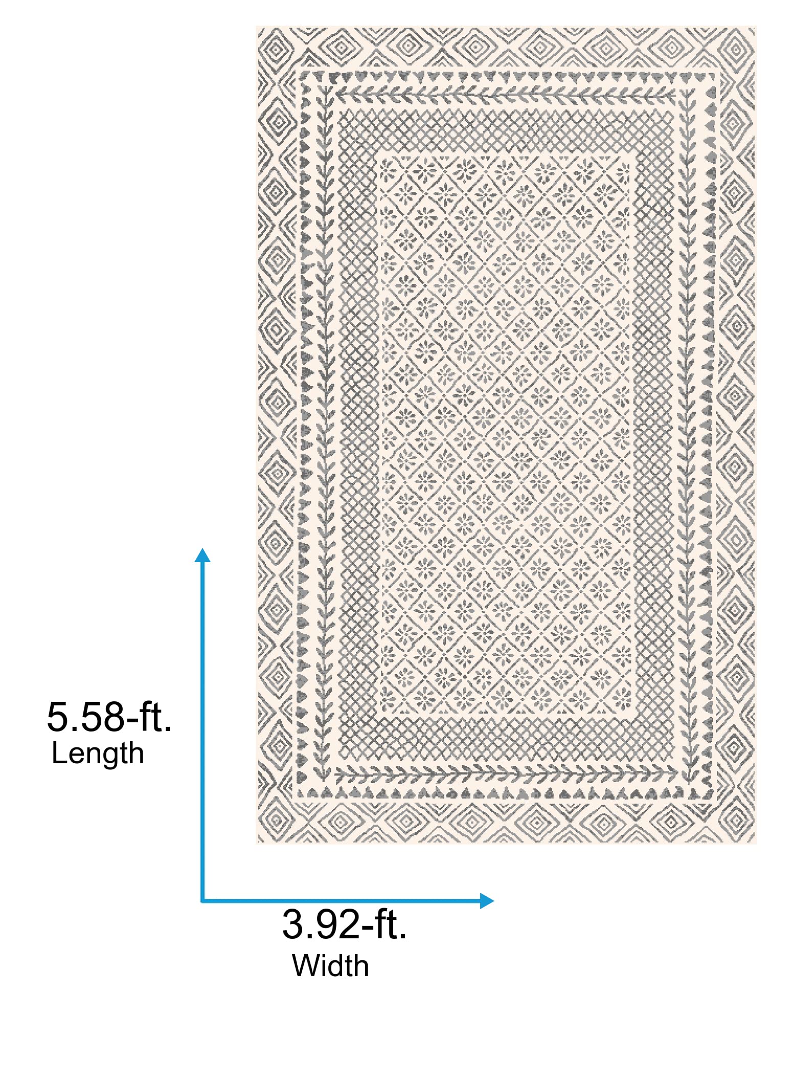 Livabliss Melodie Boho Farmhouse Area Rug,3'11" x 5'7",Beige