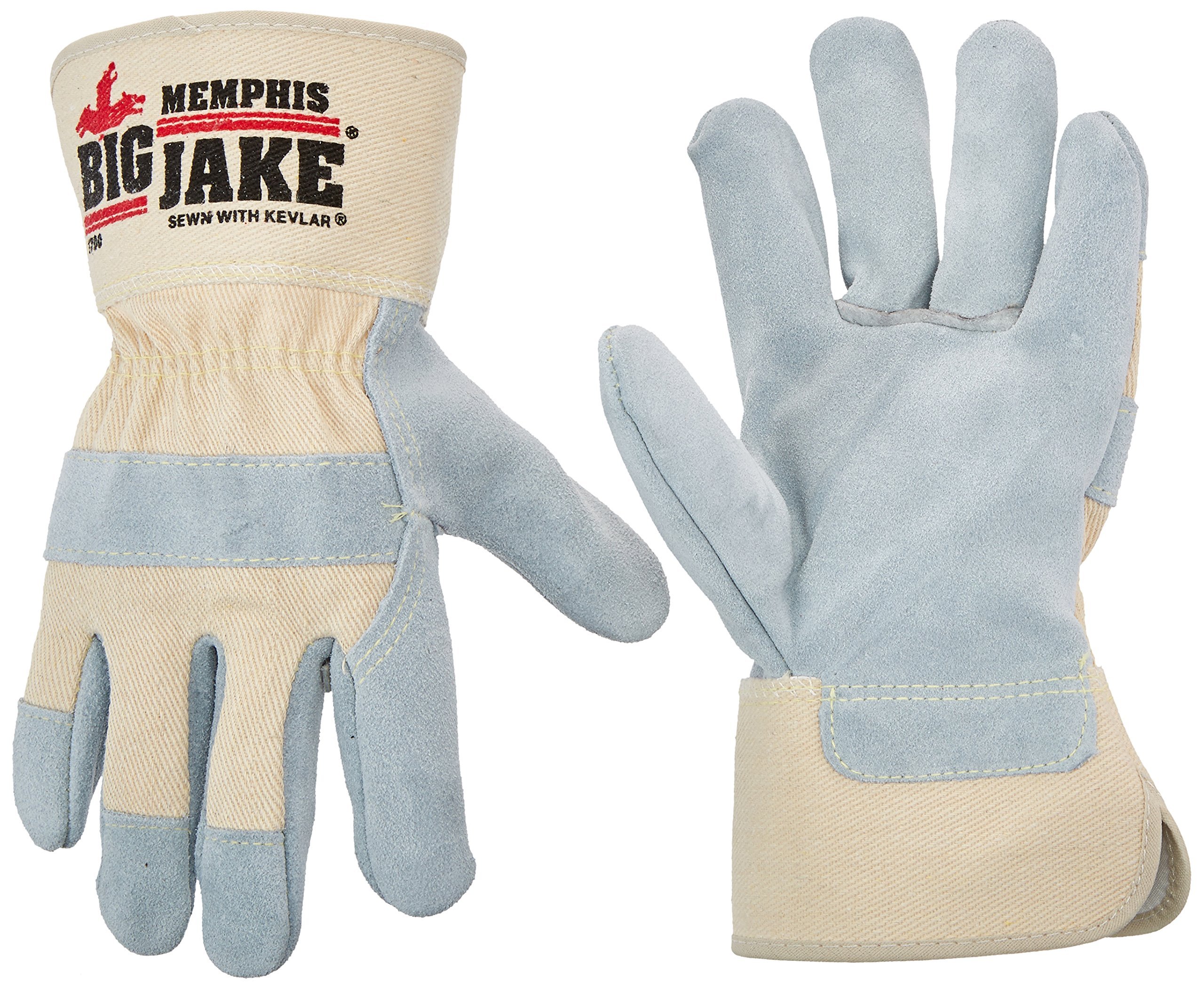MCR Safety 1700S Big Jake Cow Leather Sewn Kevlar Gloves with 2-3/4-Inch Safety Cuff, Natural Pearl, Small, 1-Pair