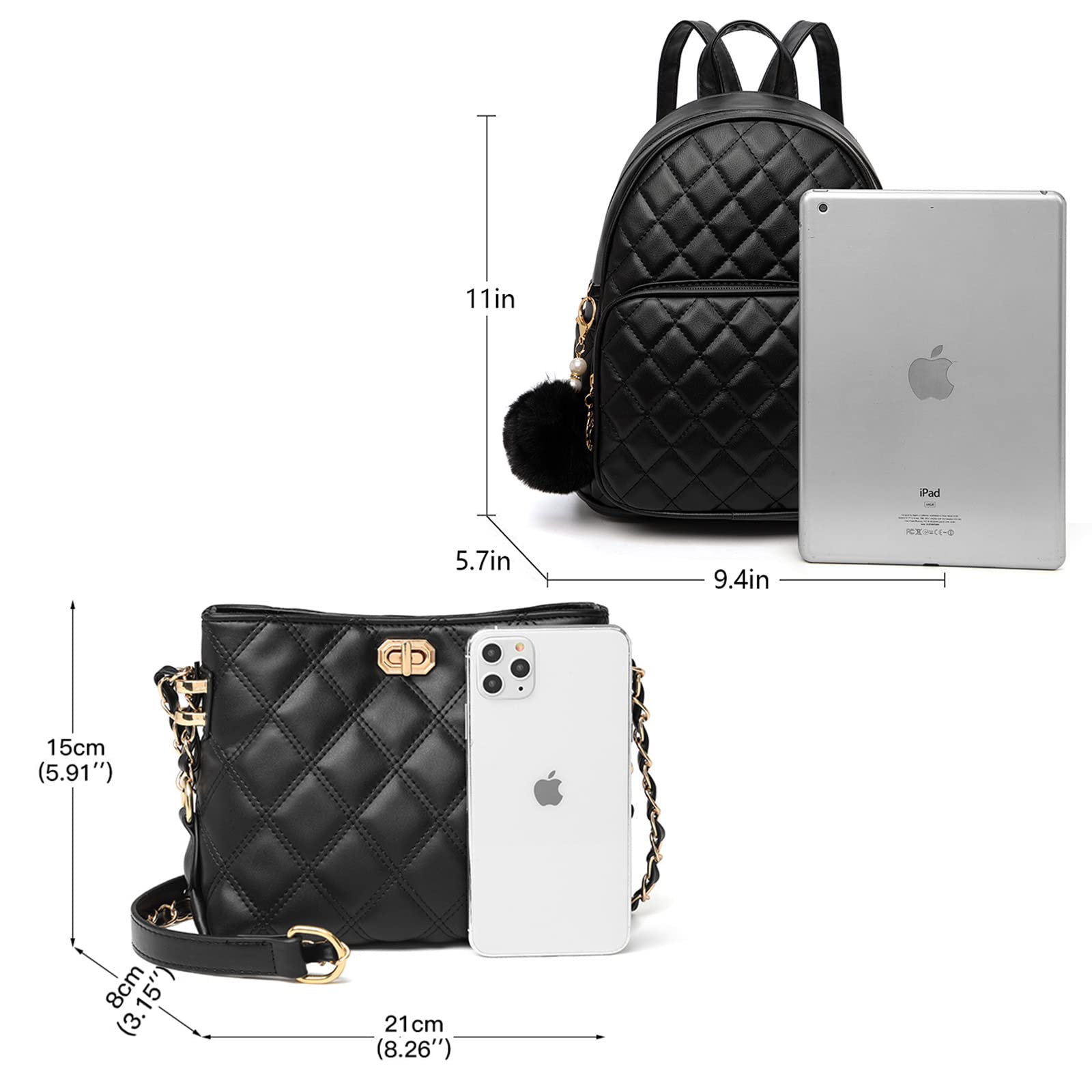 Small Crossbody Bags for Women Purses & Mini Backpack for Women with Cute Pompom