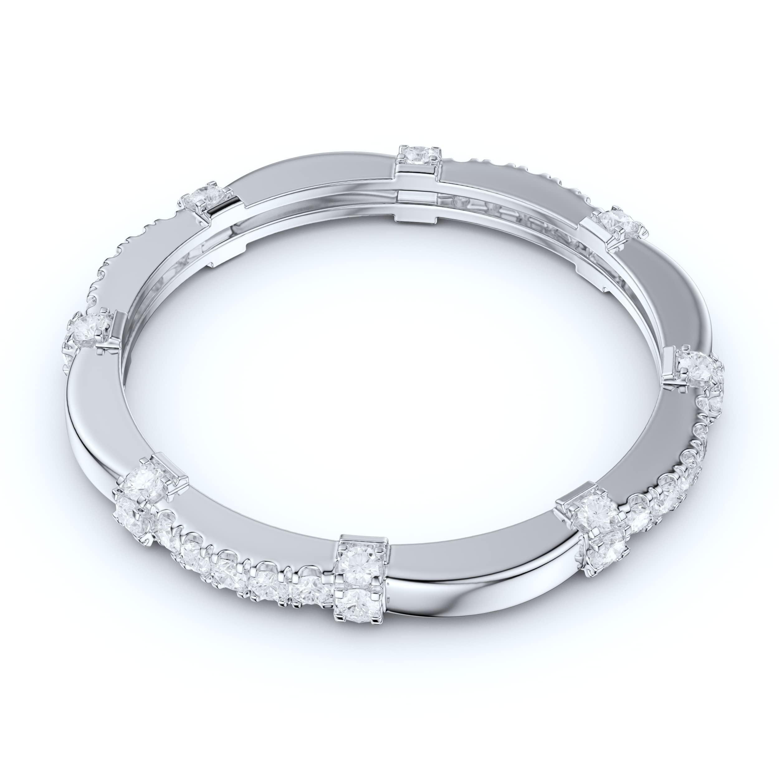 PRSTANI 10K White Gold Petite Wave Shape Simulated Diamond Wedding Band Eternity Ring (8)