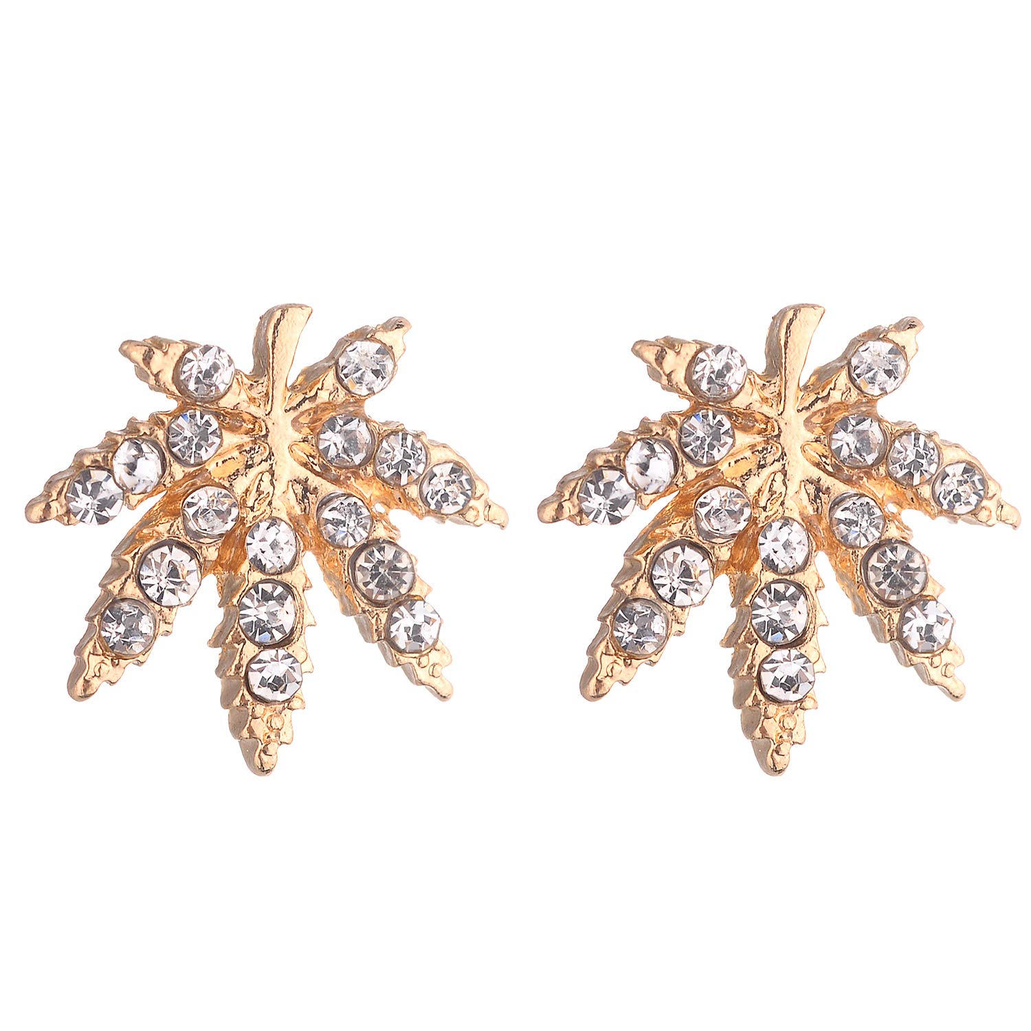 Lux Accessories Marijuana Leaf Pave Crystal 420 Weed Pot Stud Earrings