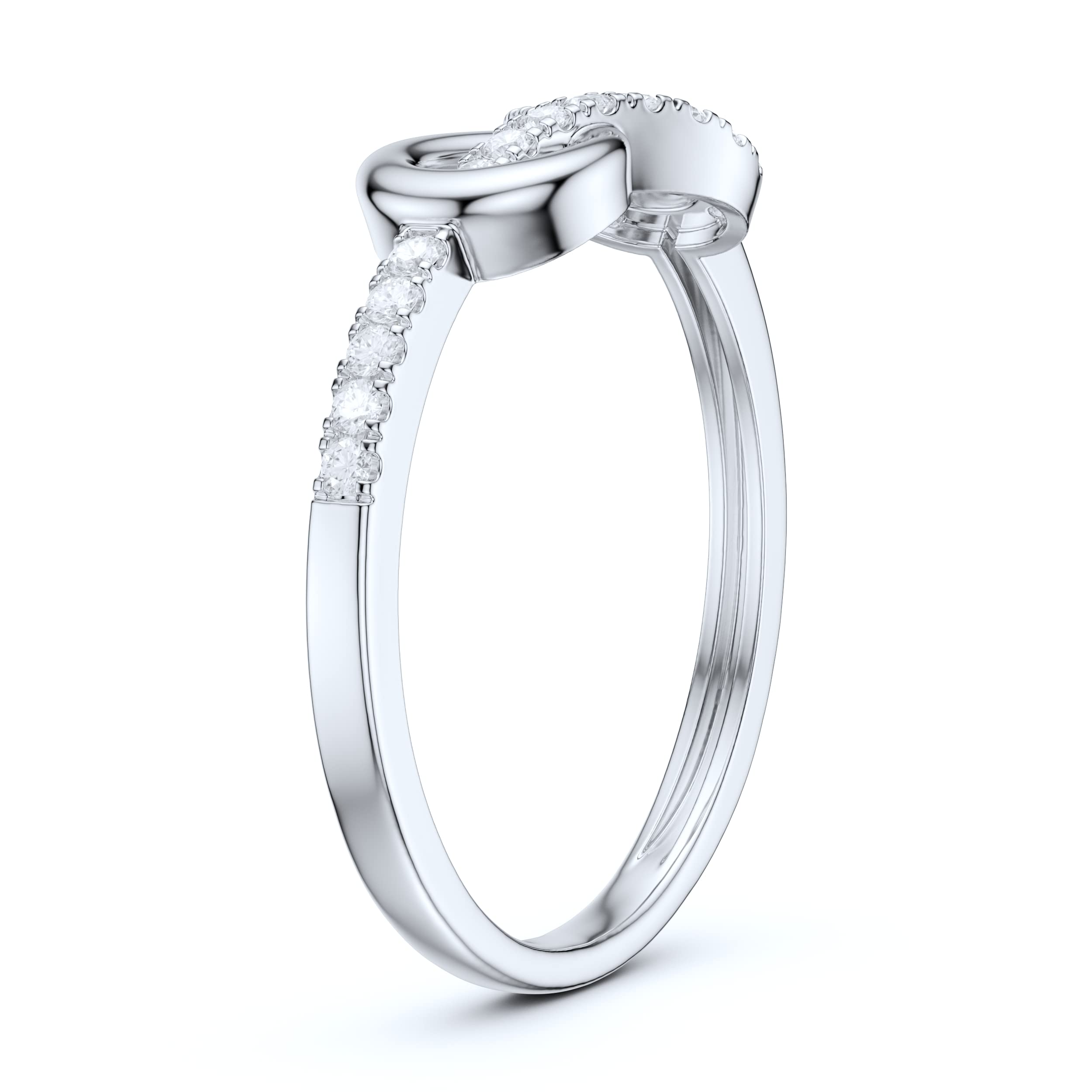 PRSTANI Real 14k White Gold Tie The Infinity Love Knot Simulated Diamond Intertwined Ring Promise Ring (6.5)
