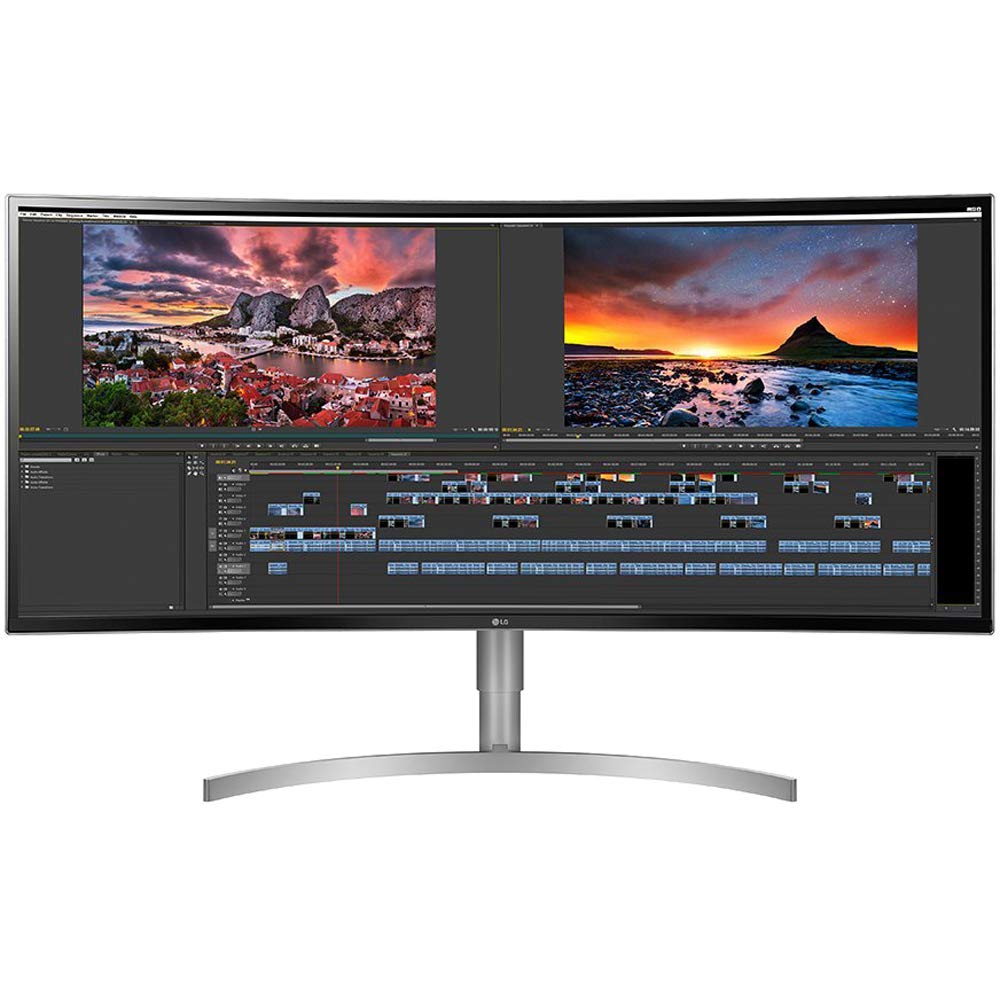 LG 38WK95C-W 38 Inch Class 21:9 Curved UltraWide WQHD+ Monitor with HDR 10 Bundle with Deco Gear HDMI Cable 2 Pack + Gamer Surface Mousepad + Screen Cloth
