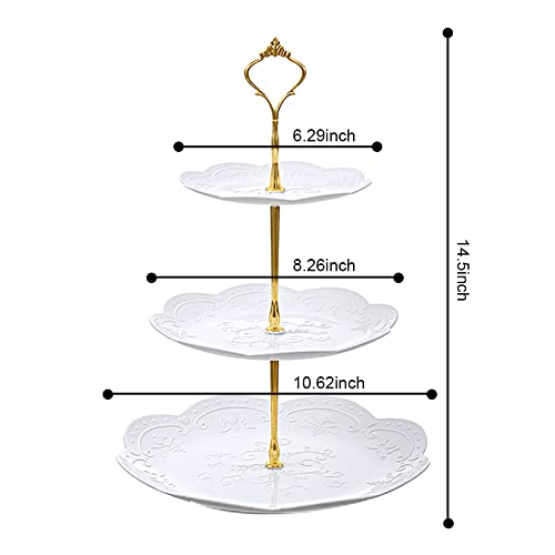 ShellKingdom 2 Pack Cupcake Stand, 3 Tier Serving Tray Cupcake Dessert Candy Fruit Display Holder for Wedding, Christmas, Baby Shower Birthday Tea Party (Round)
