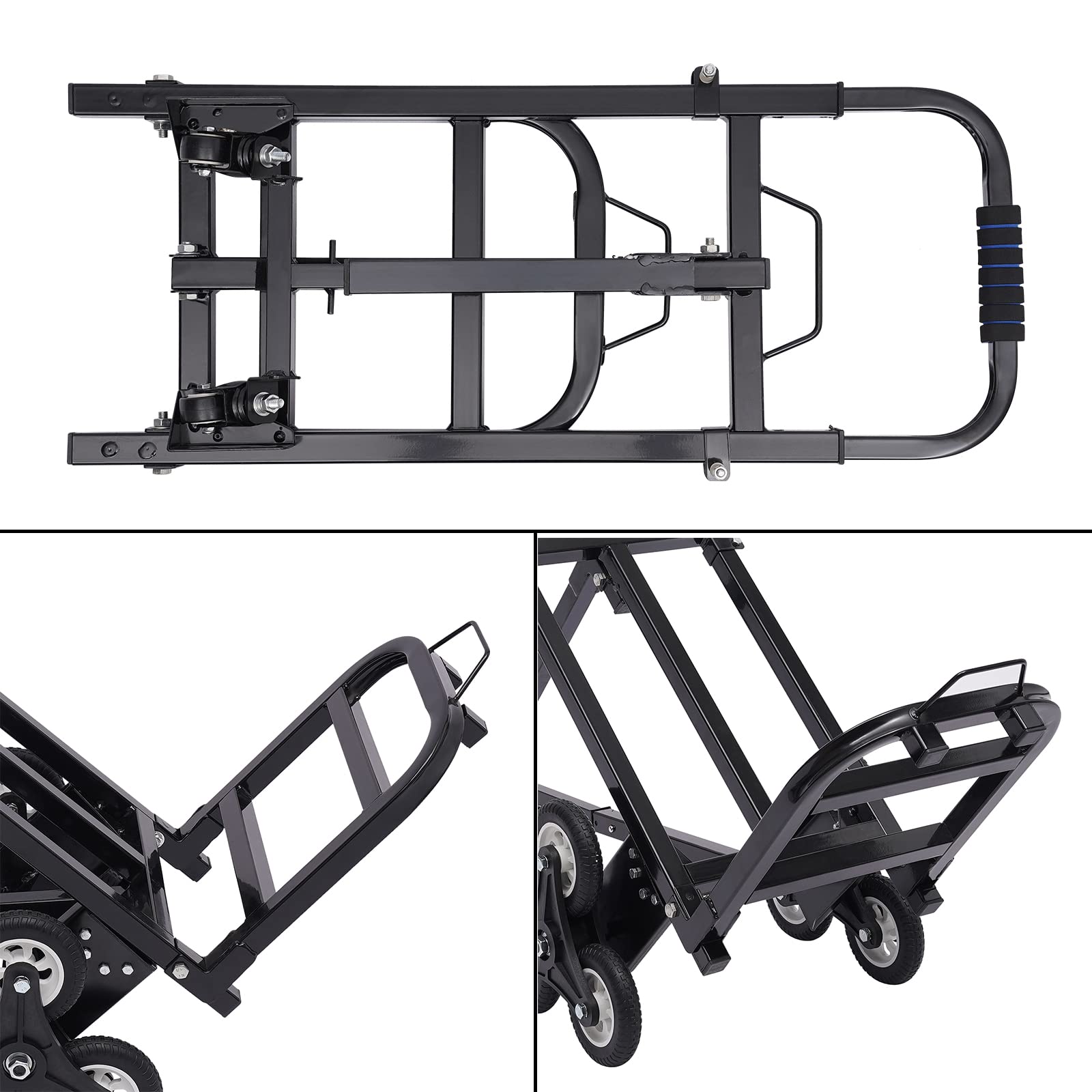 Stair Climbing Cart 460lbs Capacity, Portable Folding Trolley with 8 Wheels, Stair Climber Hand Truck with Adjustable Handle for Pulling, All Terrain Heavy Duty Dolly Cart for Warehouse (Style-D)