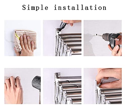 XMCX Foldable Laundry Drying Rack Wall Mounted Clothes Airer Compact Portable Collapsible Easy Storage Large Capacity Drying Rods Dryer (Size : 50cm/19.7inch)