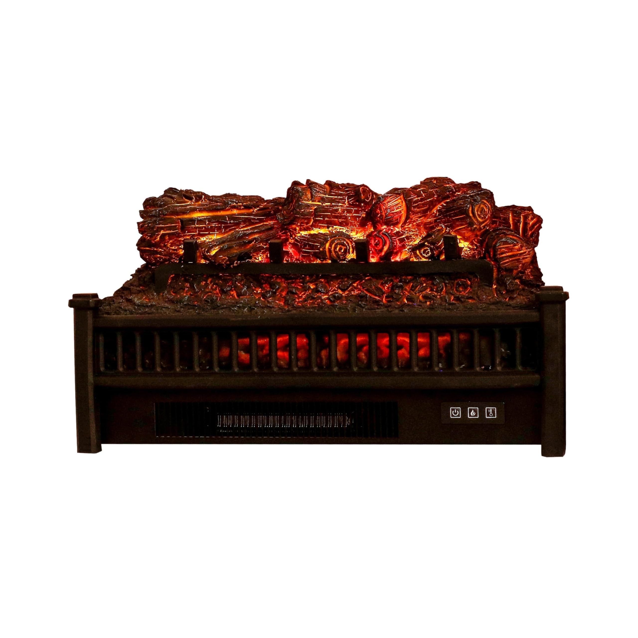 PatioFestival Electric Fireplace Insert Log Indoor Electric Space Heaters 23 Inches Portable Freestanding Fireplace with Realistic Ember Bed and Logs for Home and Office, Remote Control,Black