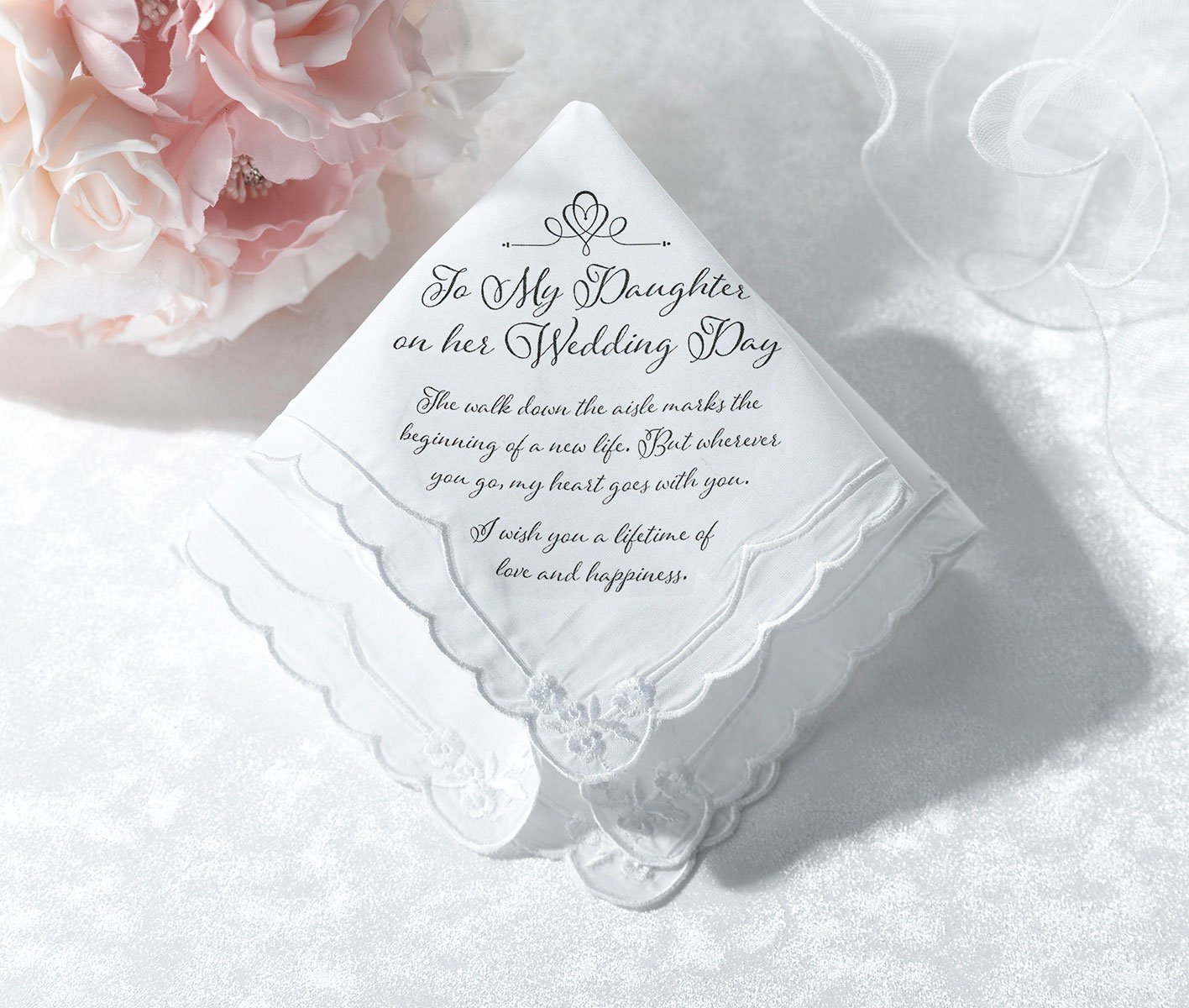 Lillian Rose mens Lillian Rose Daughter Verse Wedding Gift Keepsake Hankie, Multi-colour, One Size US, 6.5"