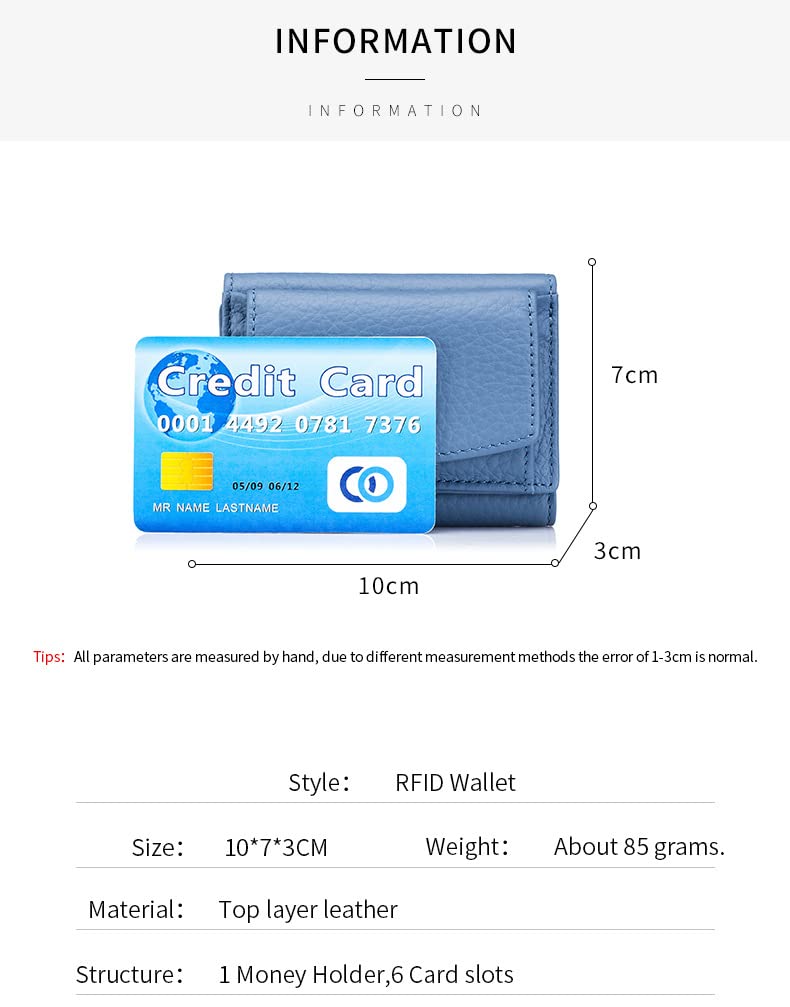 Small Mini Leather Wallet for Women with RFID Blocking Trifold Purse Credit Card Holder Coin Pocket (Grey),sdg283471760p409c444s843