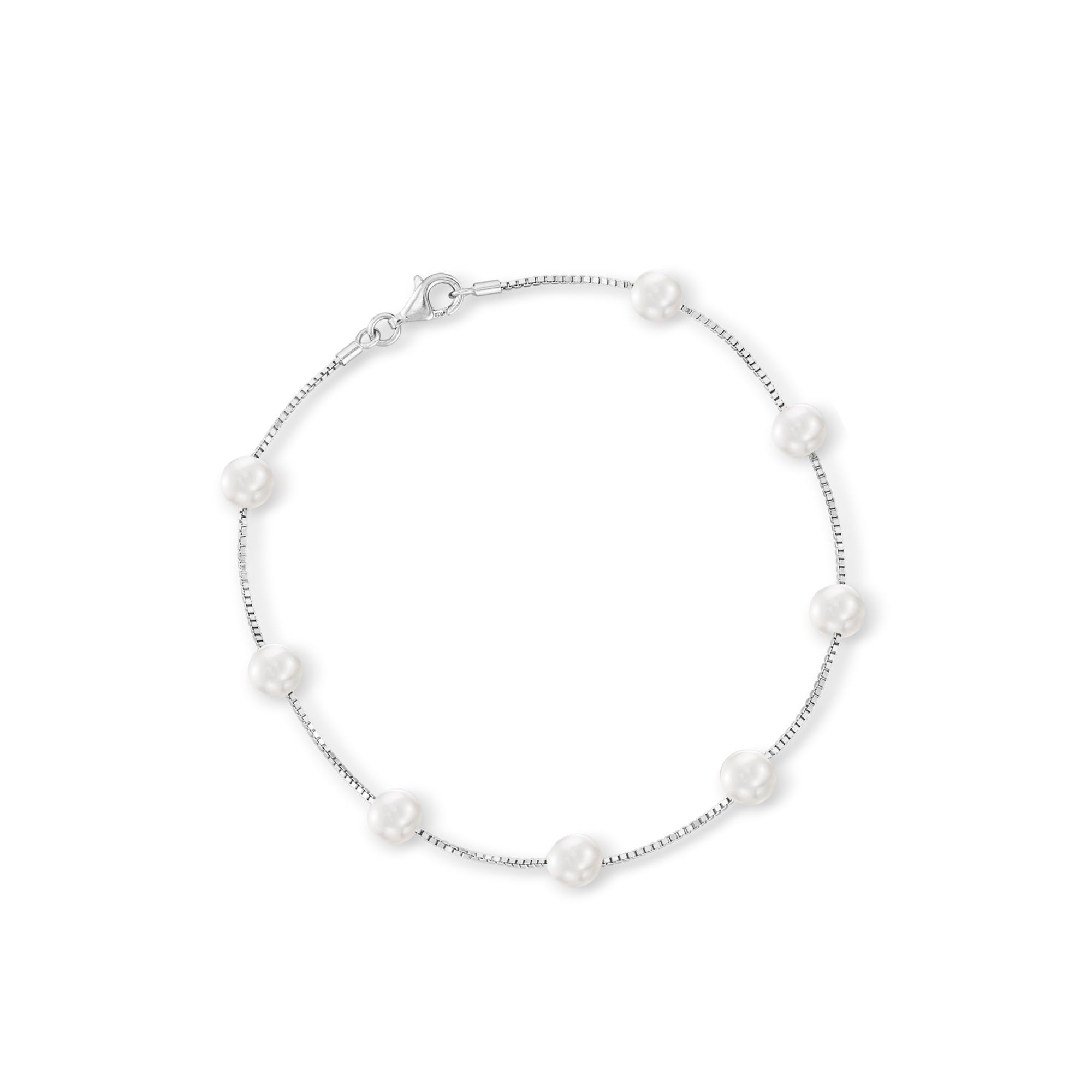 Ross-Simons 7-7.5mm Cultured Pearl and Sterling Silver Jewelry Set: 2 Anklets. 10 inches