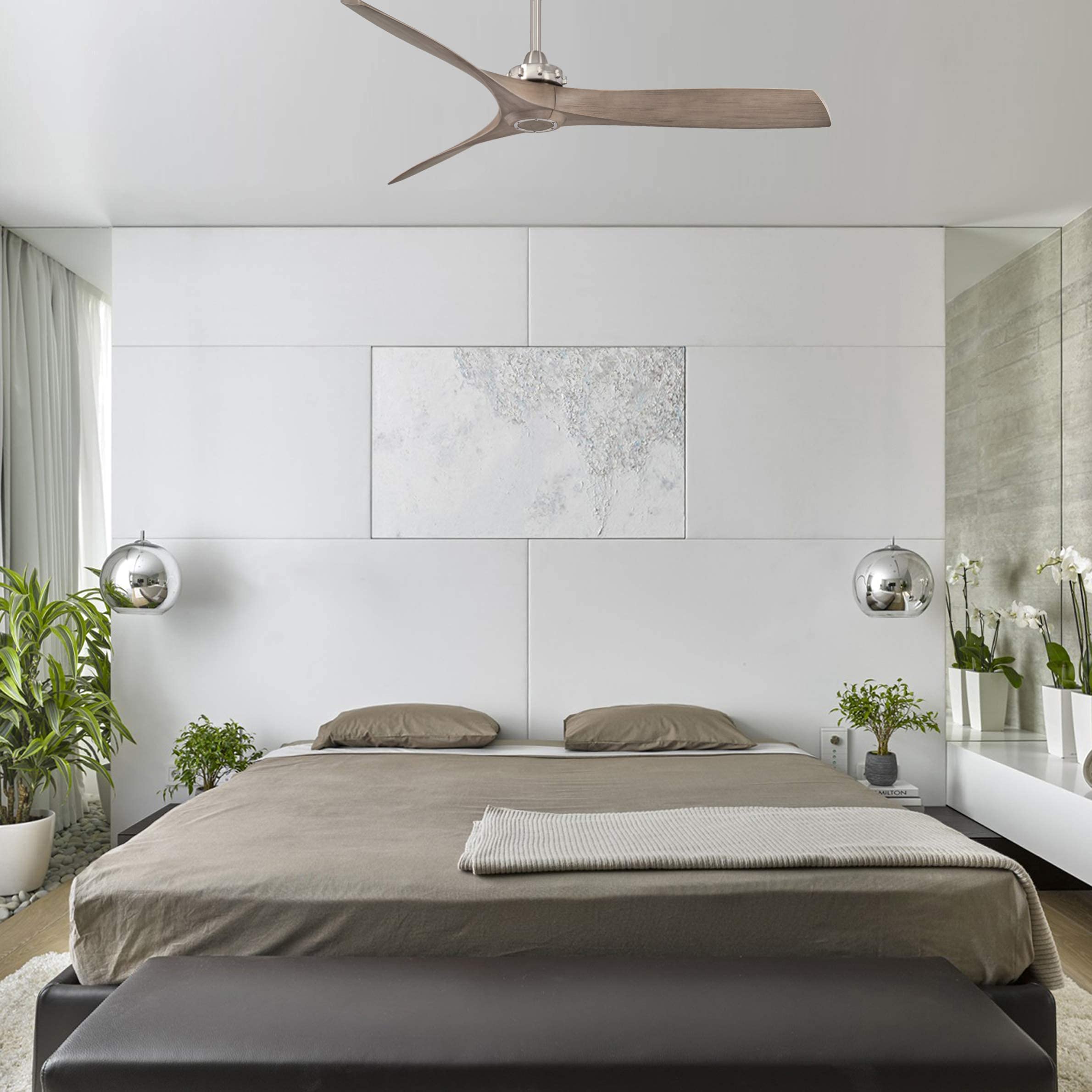 MINKA-AIRE F853-BN/AMP Aviation 60 Inch Ceiling Fan with DC Motor in Brushed Nickel Finish and Ash Maple Blades