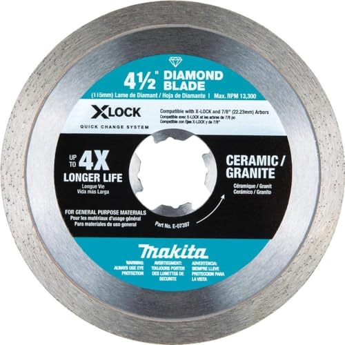 Makita X-Lock 4-1/2In Continuous Rim Diamond Blade For Ceramic And Granite Cutting