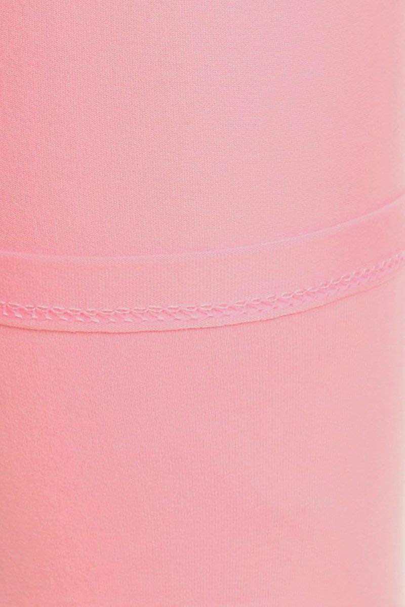 Leggings Depot Womens 1" Waistband High Waisted Solid Leggings Pants (Full Length, Pink, 1X-3X)