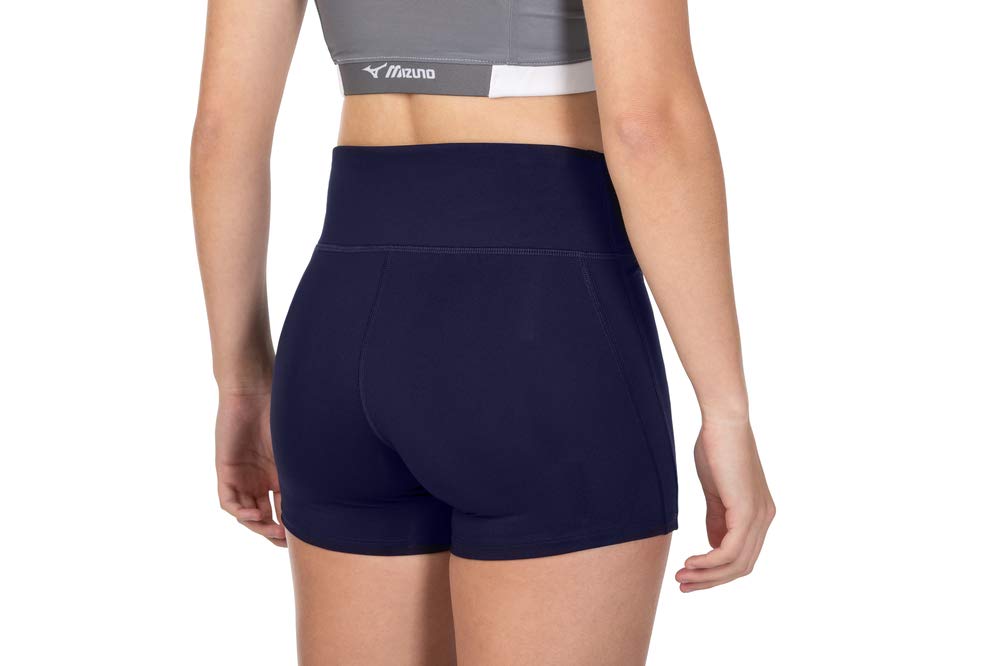 Mizuno womens Elevated 4" Inseam Volleyball Shorts, Navy, X-Small