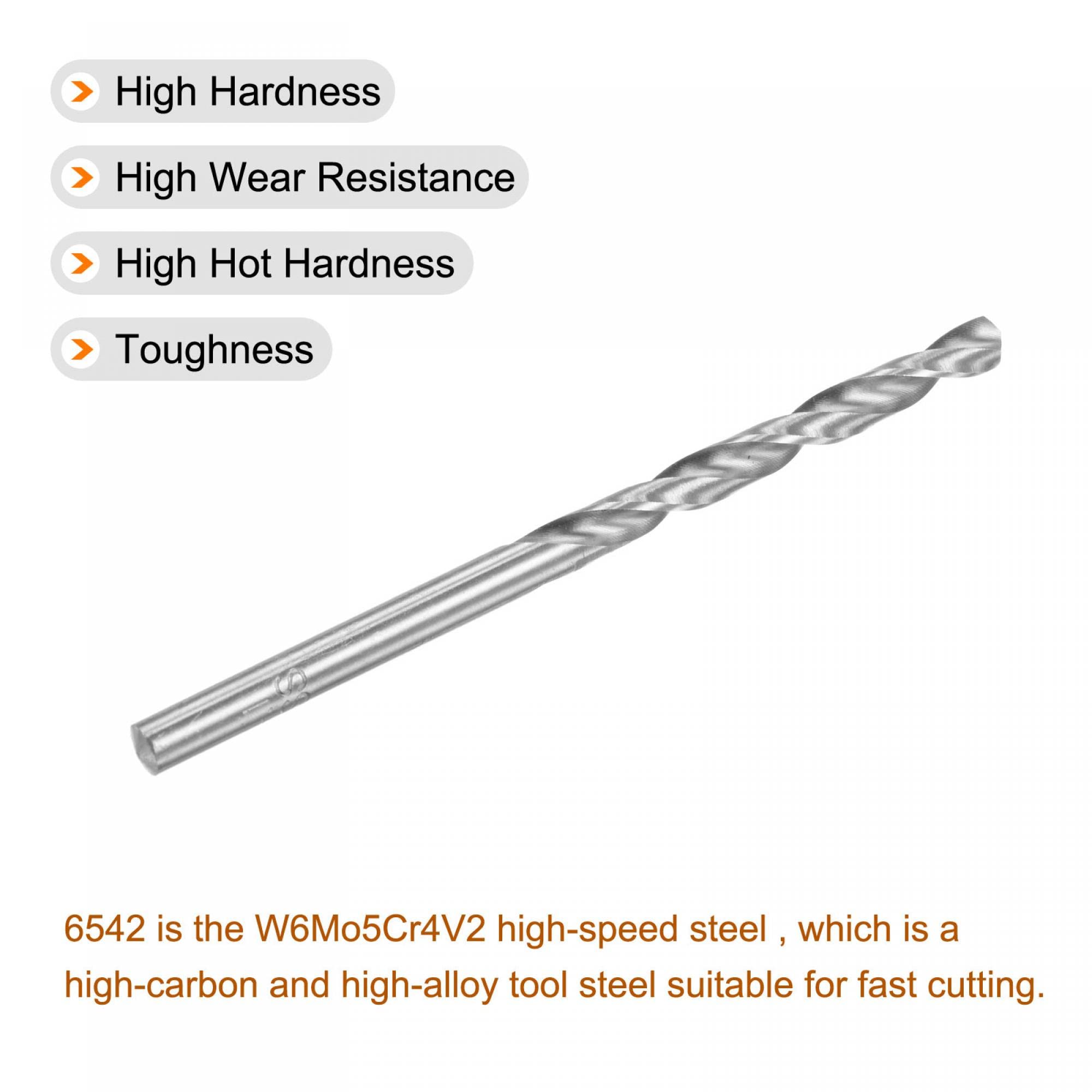 uxcell 10 Pcs 4.1mm HSS(High Speed Steel) W6542 Micro Drill Bits, Fully Ground Jobber 75mm Length Drill Bit for Mild Steel Copper Aluminum