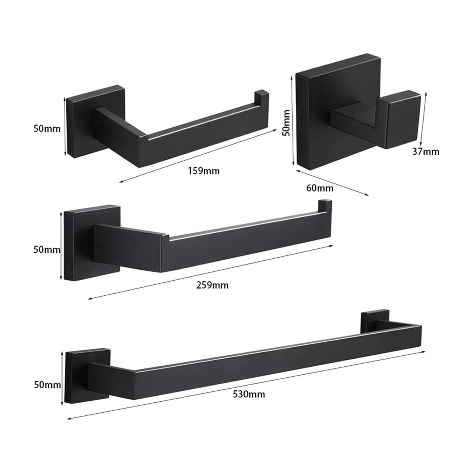 Luxury Black Bathroom Accessories Set Bathroom Hardware Set Household Hanger Towel Rack Roll Paper Rack Coat Hook Sets 4 Pcs Kit