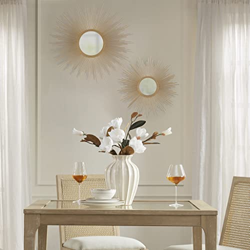 Madison Park Wall Décor Fiore Metal Sunburst Mirror for Living Room - Home Accent, Ready to Hang Bedroom Decoration, 29.5" Diameter, Gold