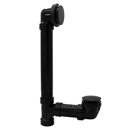 Westbrass 493144H-62 12" & 4" Bath Waste & Overflow Assembly with Tip-Toe Drain Plug and Illusionary Faceplate-SCH. 40 ABS Pipe, 1-Pack, Matte Black