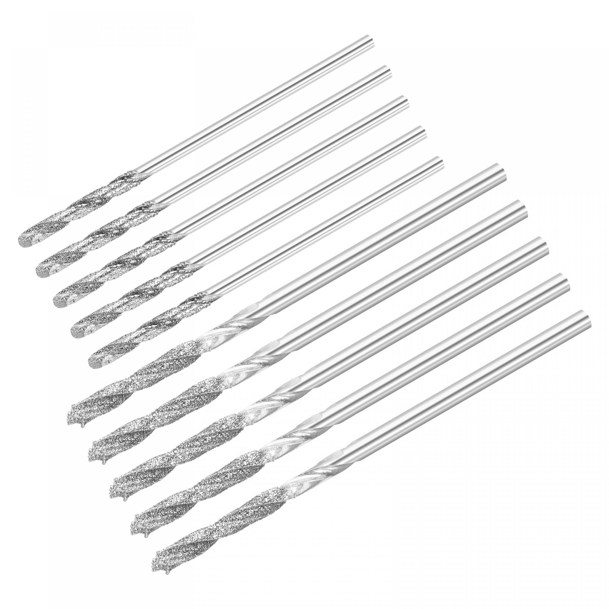 uxcell 10Pcs 1.7mm 2.1mm Diamond Twist Drill Bits High Speed Steel for Glass Sea Shells Stone Tiles