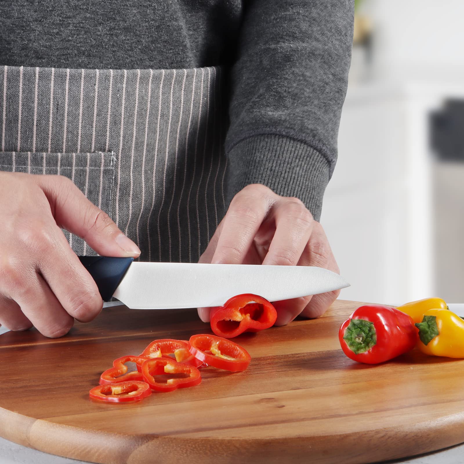 Lebabo Utility Knife Kitchen, Small Utility Knife 5.5 Inch for Slicing, Mincing, Chopping, German Steel All-purpose Knives, Ergonomic Handle, Blue