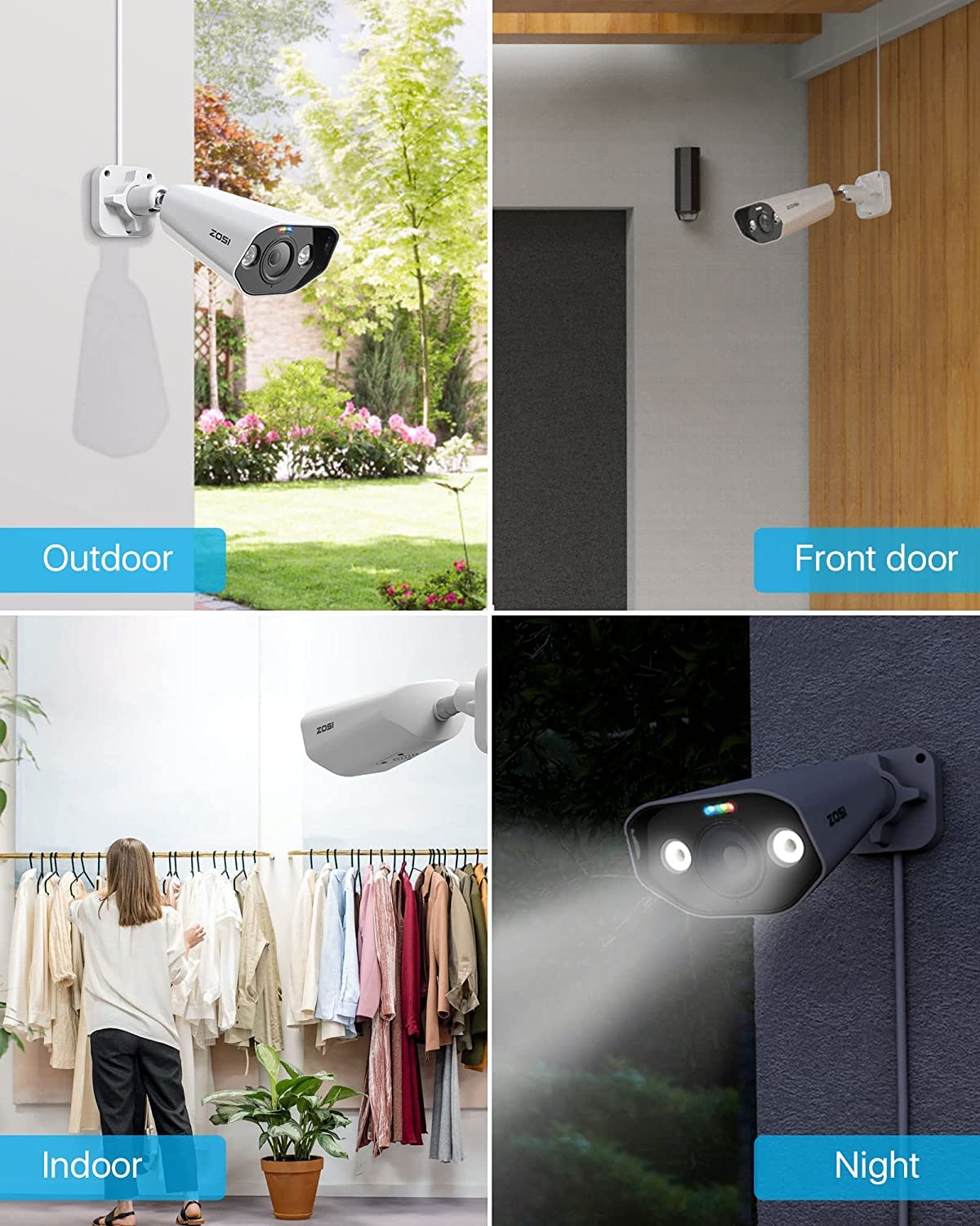 ZOSI 2PK 4K 8MP PoE IP Security Camera with 2PK Ethernet Cable Dome Camera Outdoor,2-Way Talk,Night Vision,Smart Light&Sound Alerts,IP66 Waterproof,Only Work ZOSI 4K PoE NVR