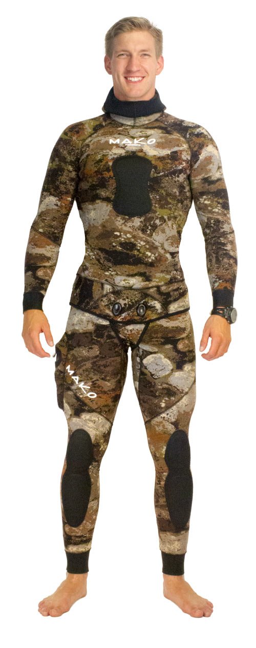 MAKO Spearguns Mens Spearfishing Wetsuit 3D Yamamoto Reef Camo 5mm 2 Piece (Large)