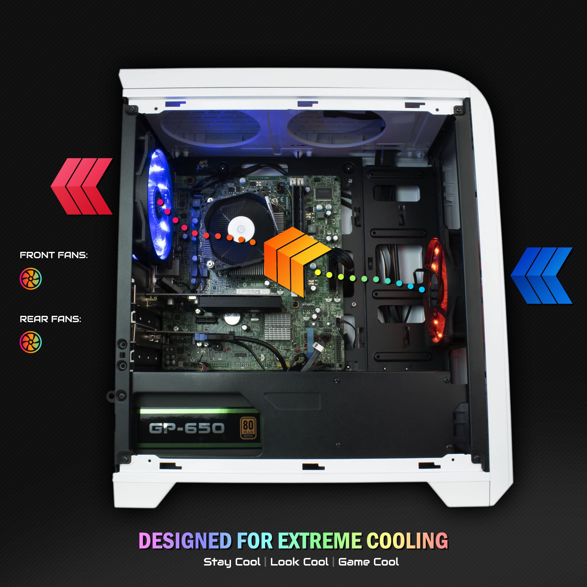 Periphio Portal Gaming PC Desktop Computer Tower, Intel Quad Core i5 3.2GHz, 16GB RAM, 120GB SSD + 500GB 7200 RPM HDD, Windows 10, Nvidia GT1030 2GB Graphics Card, HDMI, Wi-Fi (Renewed)