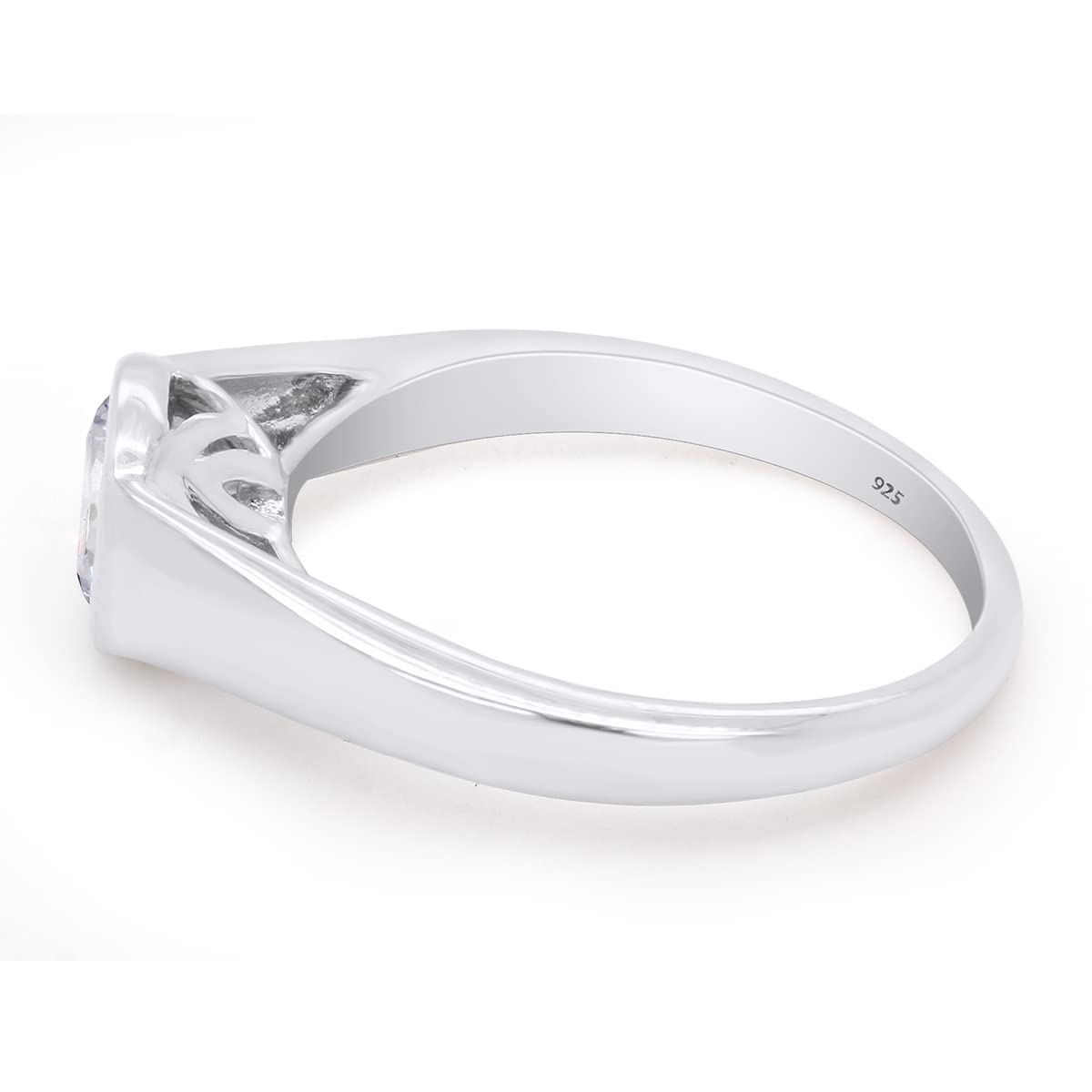 SAVEARTH DIAMONDS 3/4 Carat Lab Created Moissanite Diamond Solitaire Bezel Set Engagement Wedding Ring In 14K White Gold Over Sterling Silver Jewelry For Women (G-H Color, 0.75 Cttw) Size : 7