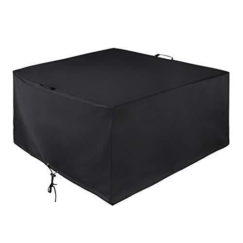 Unicook Square Fire Pit Cover 38 Inch, Heavy Duty Waterproof Fire Table Cover, Outdoor Firepit Cover with Drawstring and Handles, Fade Resistant Material, All Weather Protection, Black