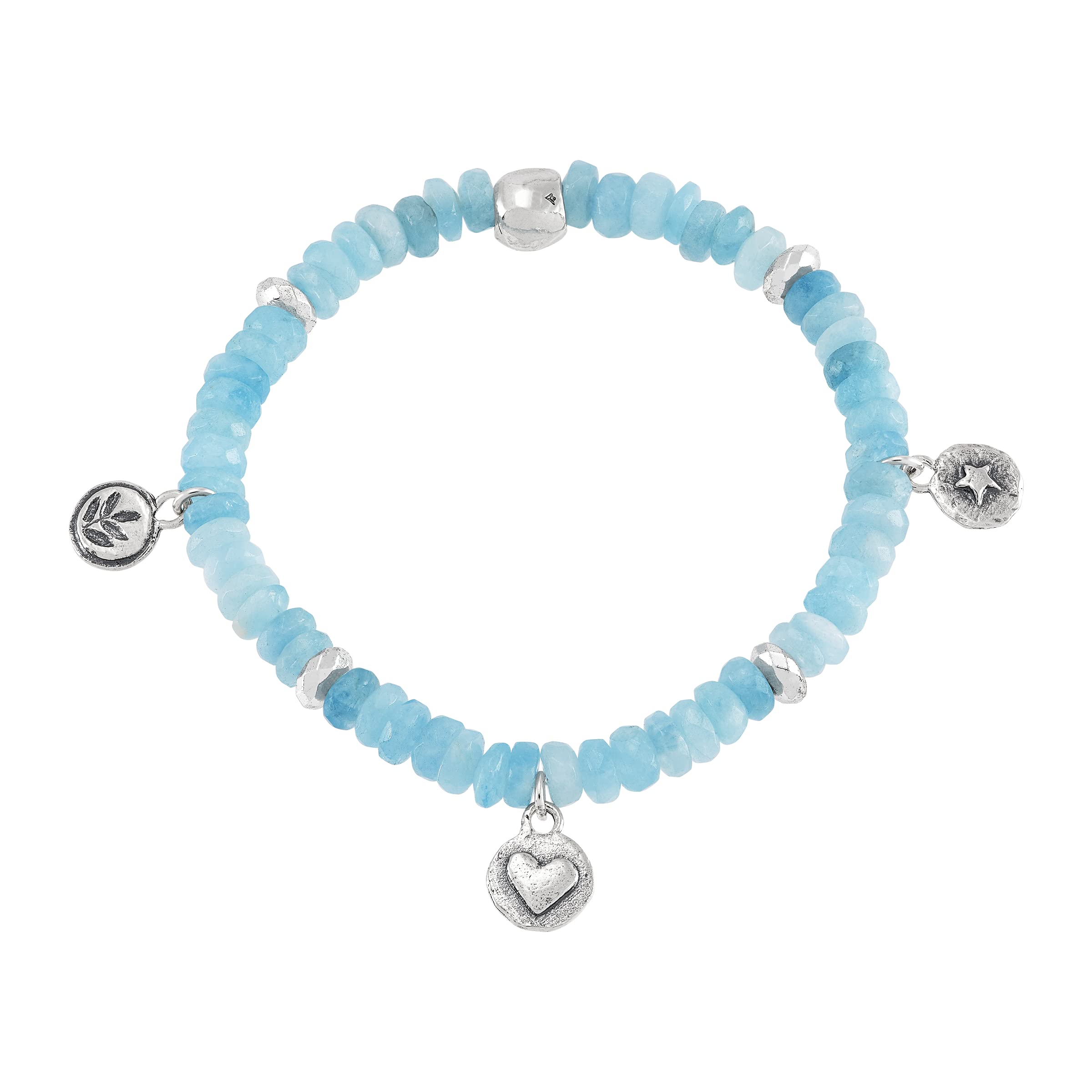Silpada 'Beads From the Sea' Sterling Silver Aquamarine and Hematite Bracelet, 7.5"