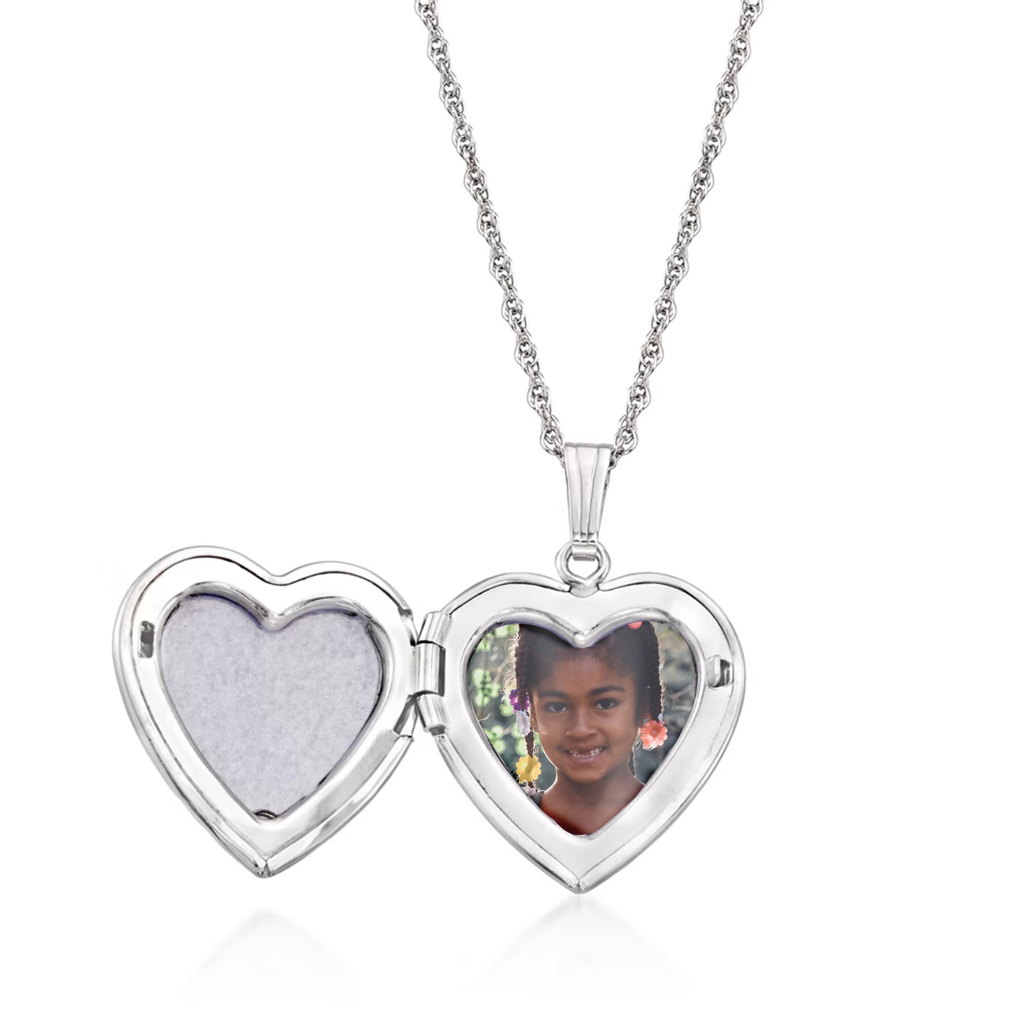 Ross-Simons Single-Initial - Sterling Silver Heart Locket Necklace. 18 inches