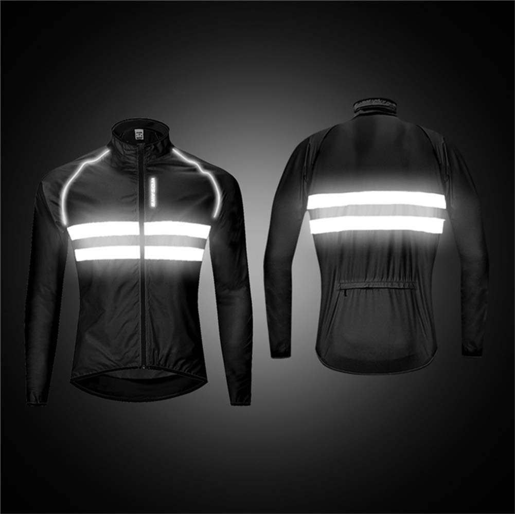 MLSice Men's Windproof Cycling Jacket Long Sleeve Jacket Windbreaker - Black