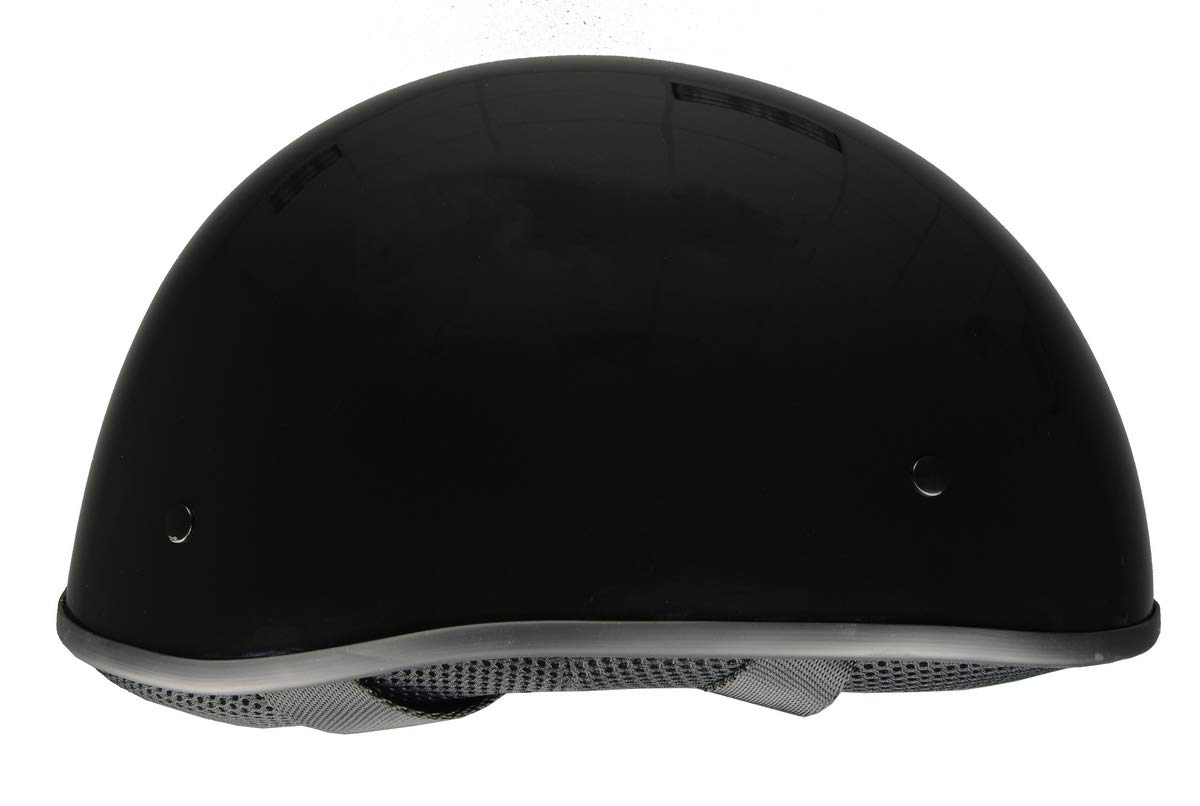Milwaukee Helmets Bare Bones Glossy Black Half Motorcycle Helmet for Men and Women DOT Approved MPH9711DOT - Large