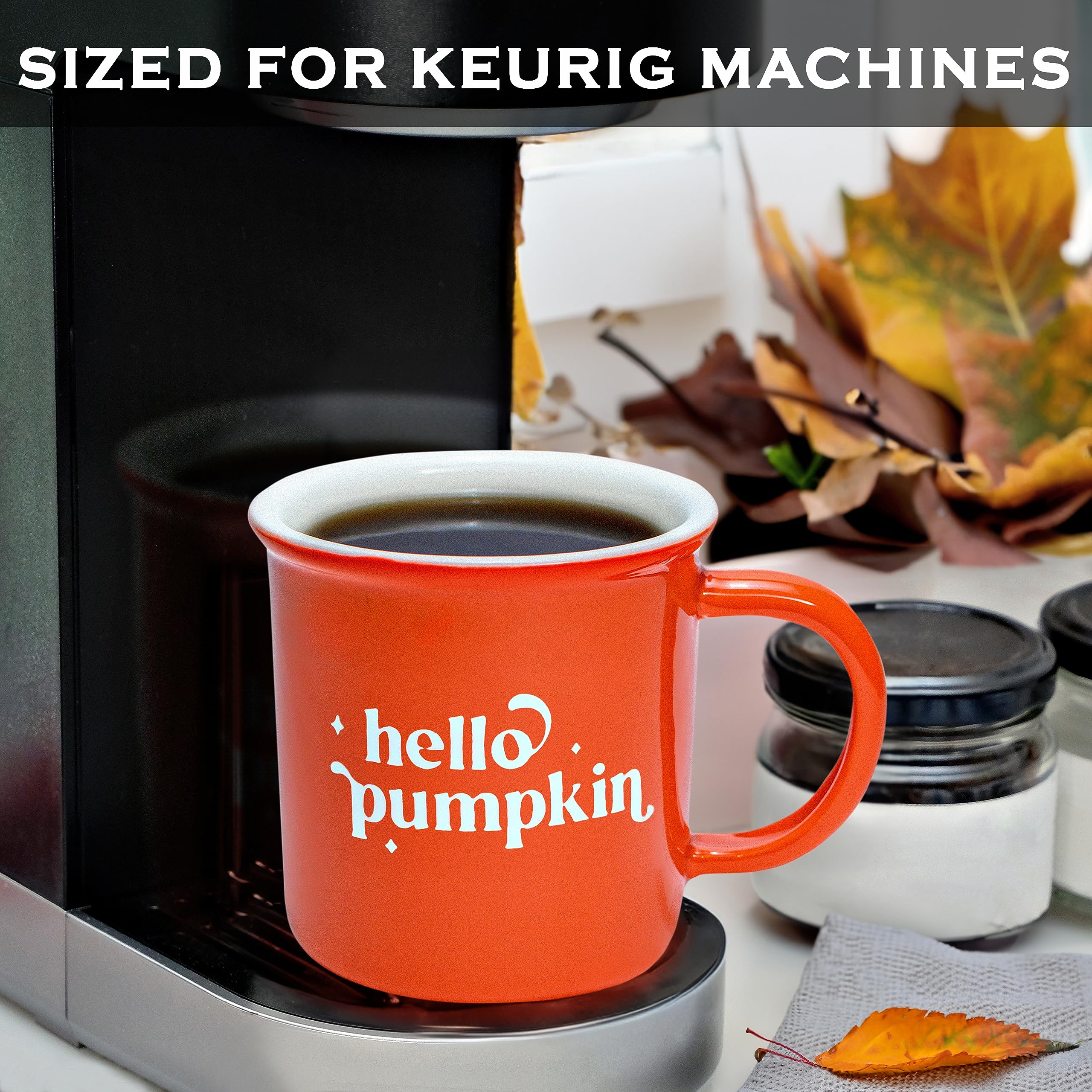MAINEVENT Hello Pumpkin Fall Mugs 11 Ounce, Hello Pumpkin Coffee Mugs Fall, Hello Pumpkin Fall Coffee Mugs, Hello Pumpkin Holiday Mugs, Orange